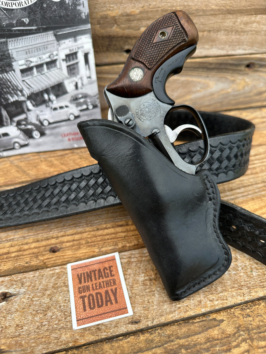 Vintage Tex Shoemaker Black Leather FBI Style Holster 36 Chief Special ...