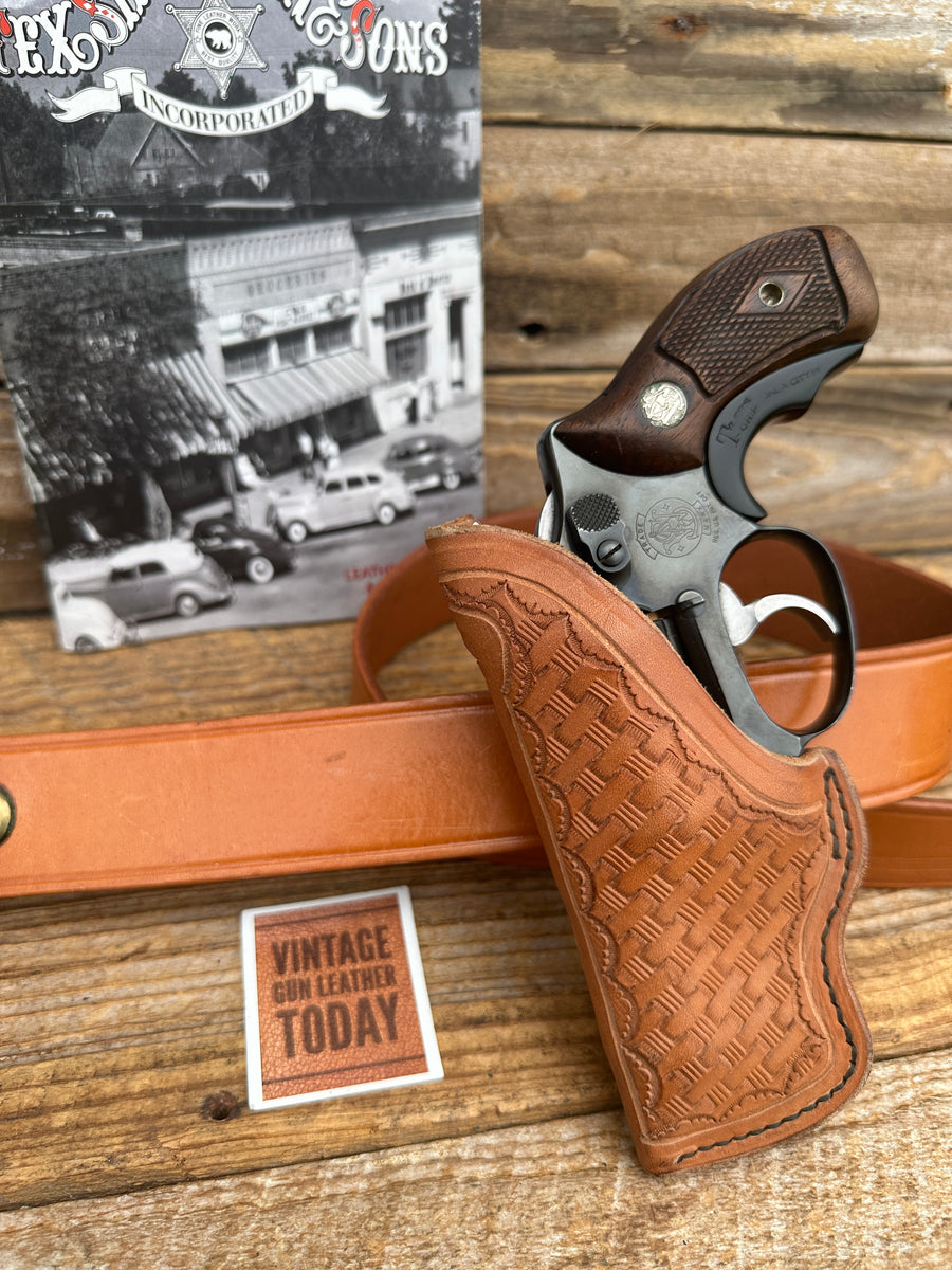 Vintage Tex Shoemaker Brown Basket Leather FBI Style Holster 36 Chief ...