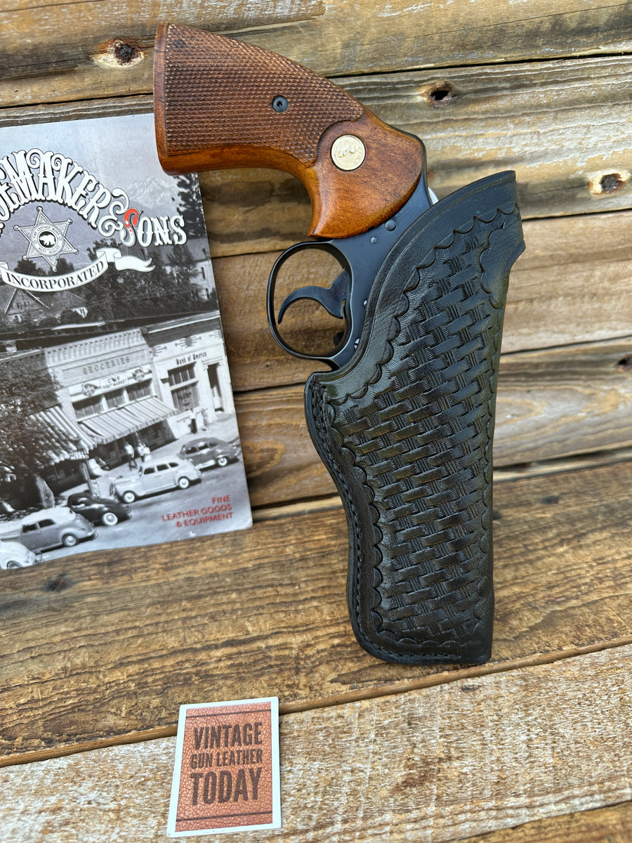 Vintage Tex Shoemaker Black Basket Leather FBI Style Holster For Colt ...