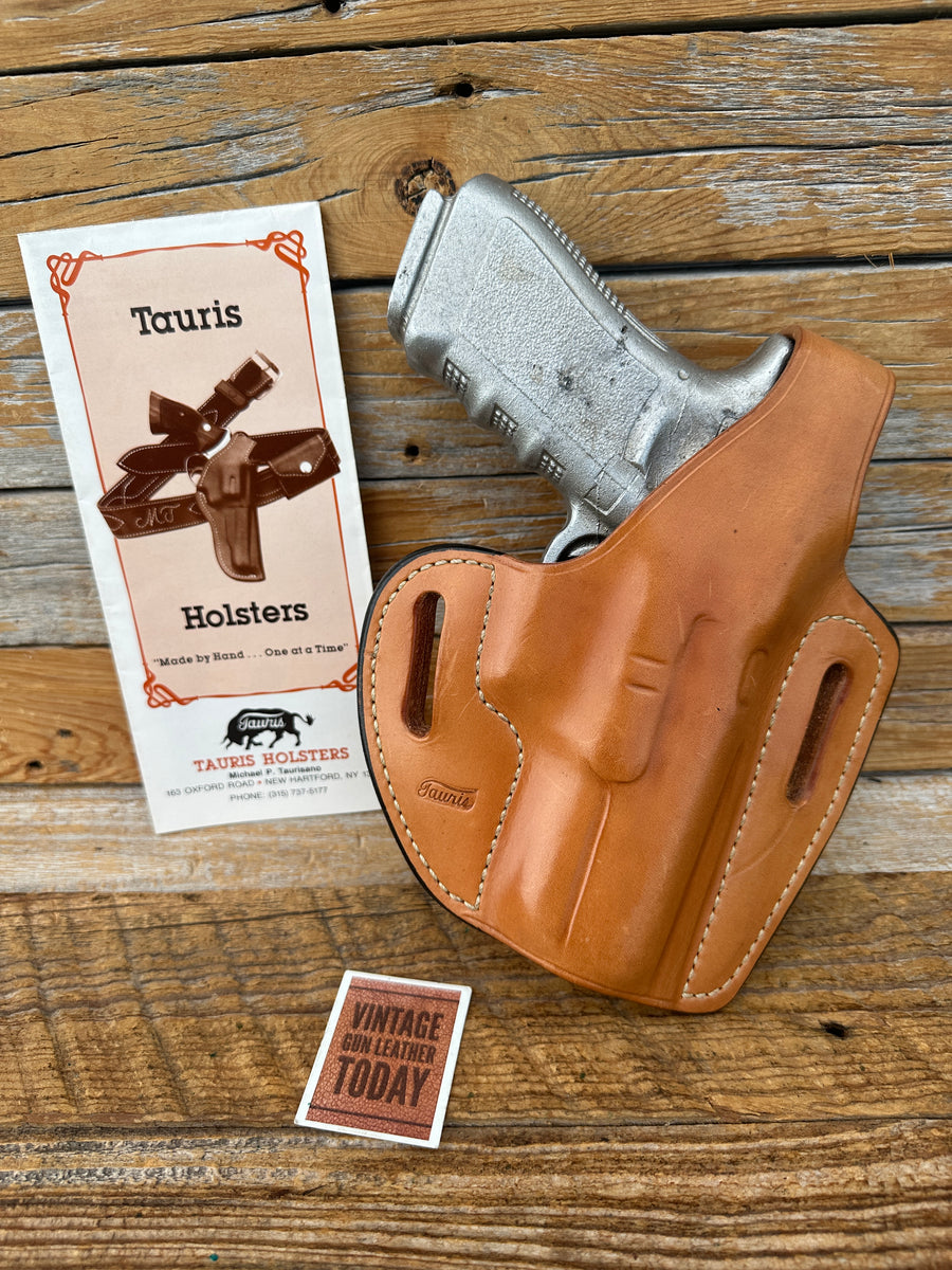 Custom Tauris Brown Leather High Ride Thumb Break OWB Holster for Gloc ...