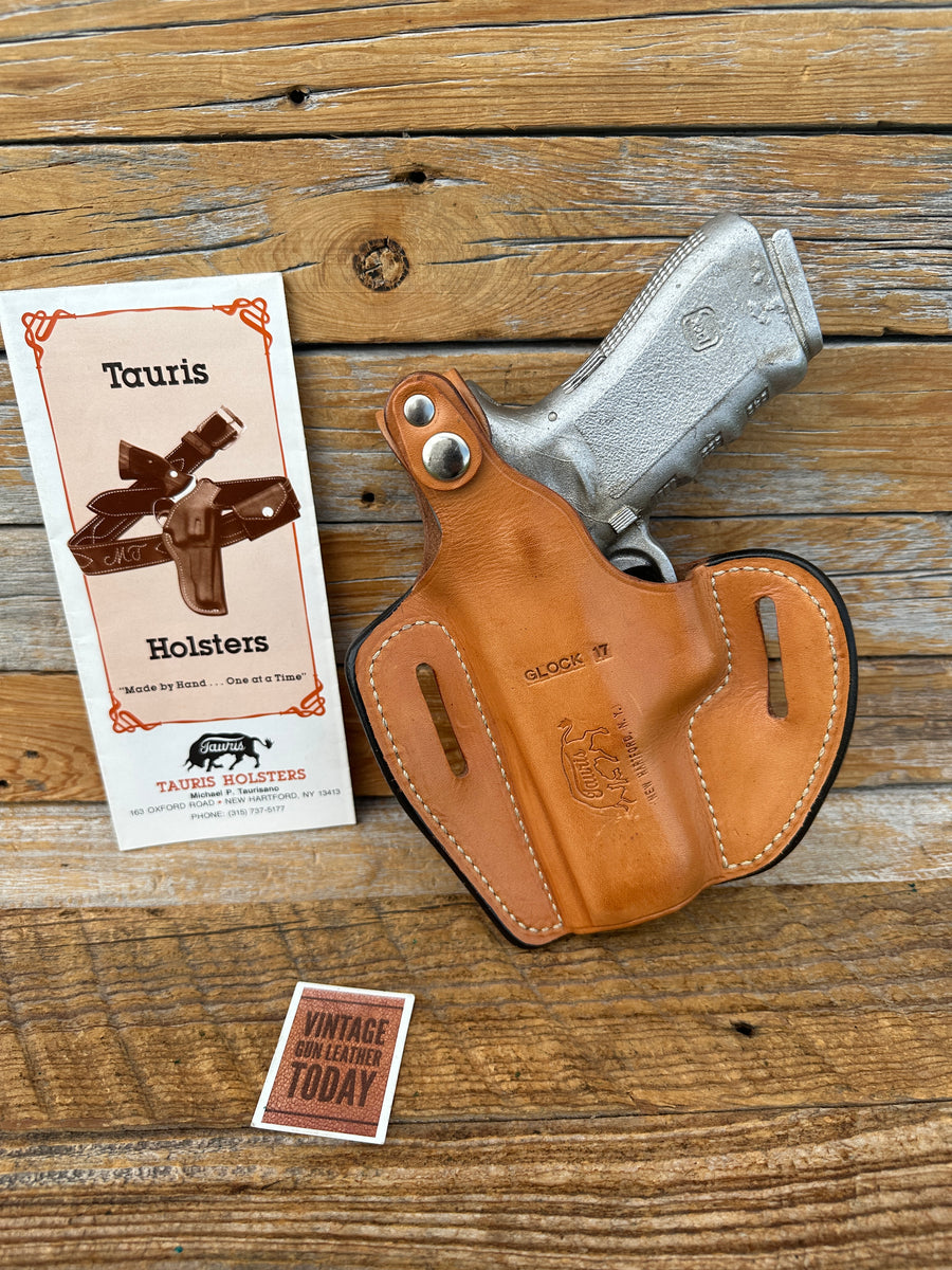 Custom Tauris Brown Leather High Ride Thumb Break OWB Holster for Gloc ...