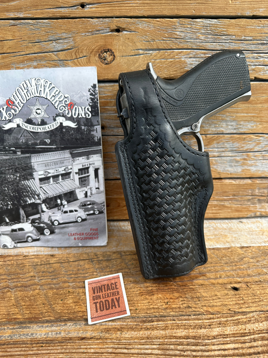 Vintage Tex Shoemaker Black Basketweave Leather Lined Holster For S&W ...