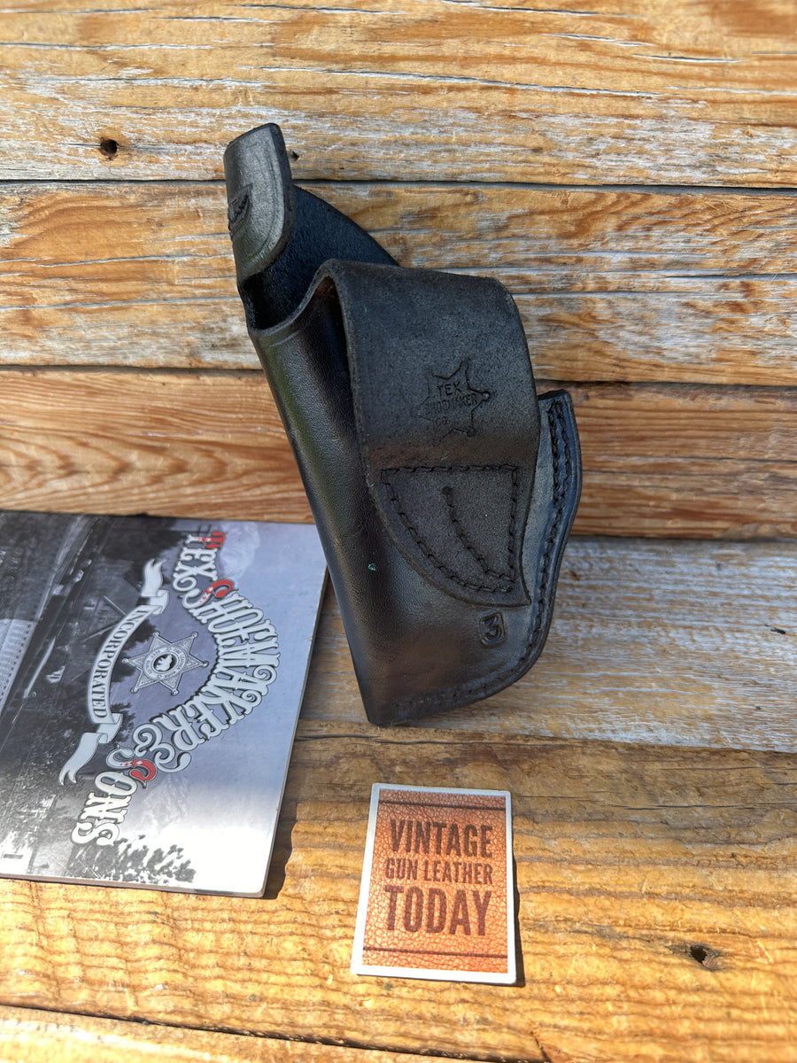 Vintage Tex Shoemaker Black Basket Leather FBI Style Holster For S&W M ...