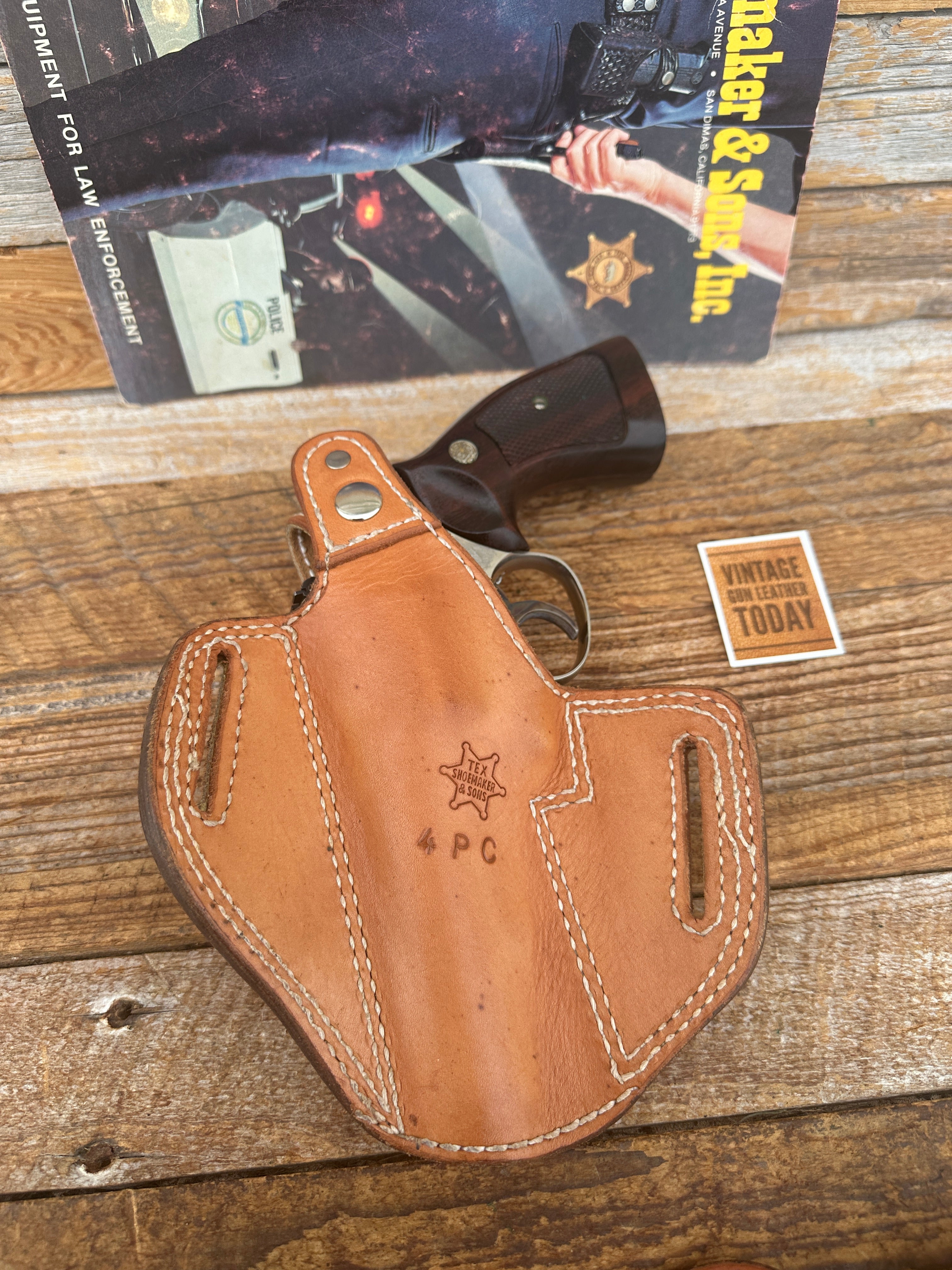 Vintage Tex Shoemaker 4PC Leather OWB Lined Holster For 4" K Frame Rev ...