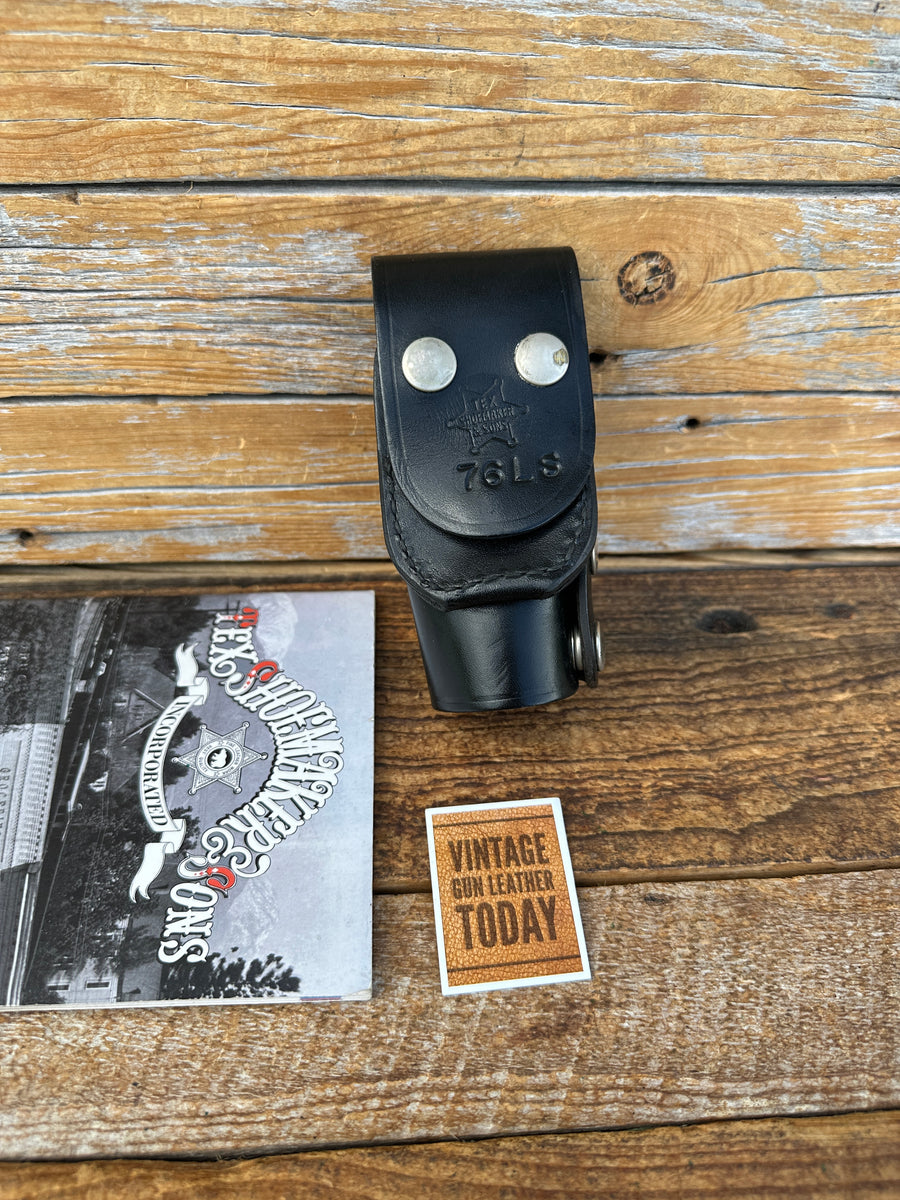 Tex Shoemaker 76LS Plain Black Leather 1 1/2" Duty Swivel Flashlight H ...