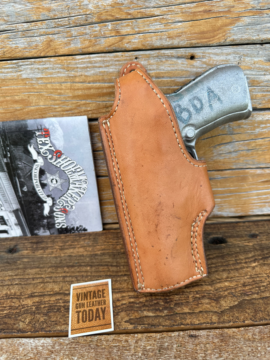Vintage Tex Shoemaker Brown Leather Lined OWB Holster For Browning BDA ...
