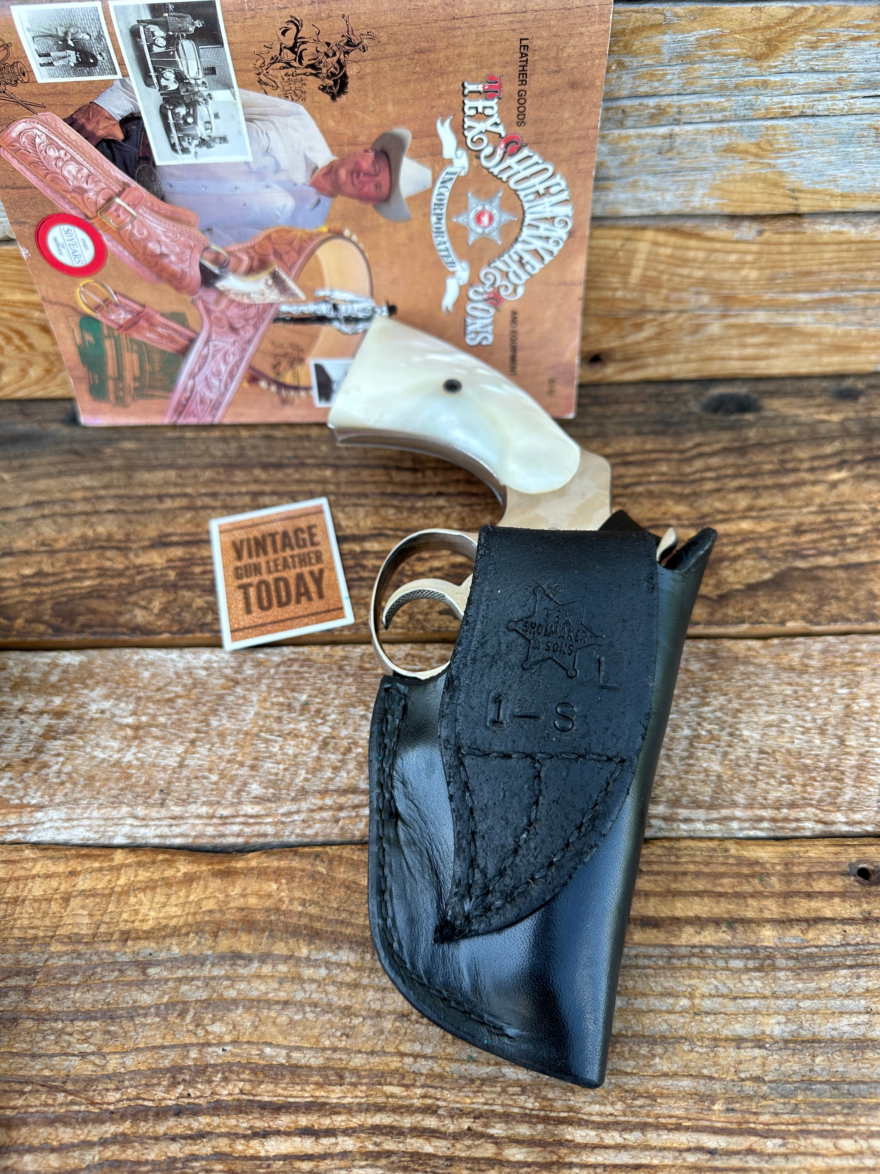 Vintage Tex Shoemaker Black Plain Leather OWB Holster For Colt Detecti ...
