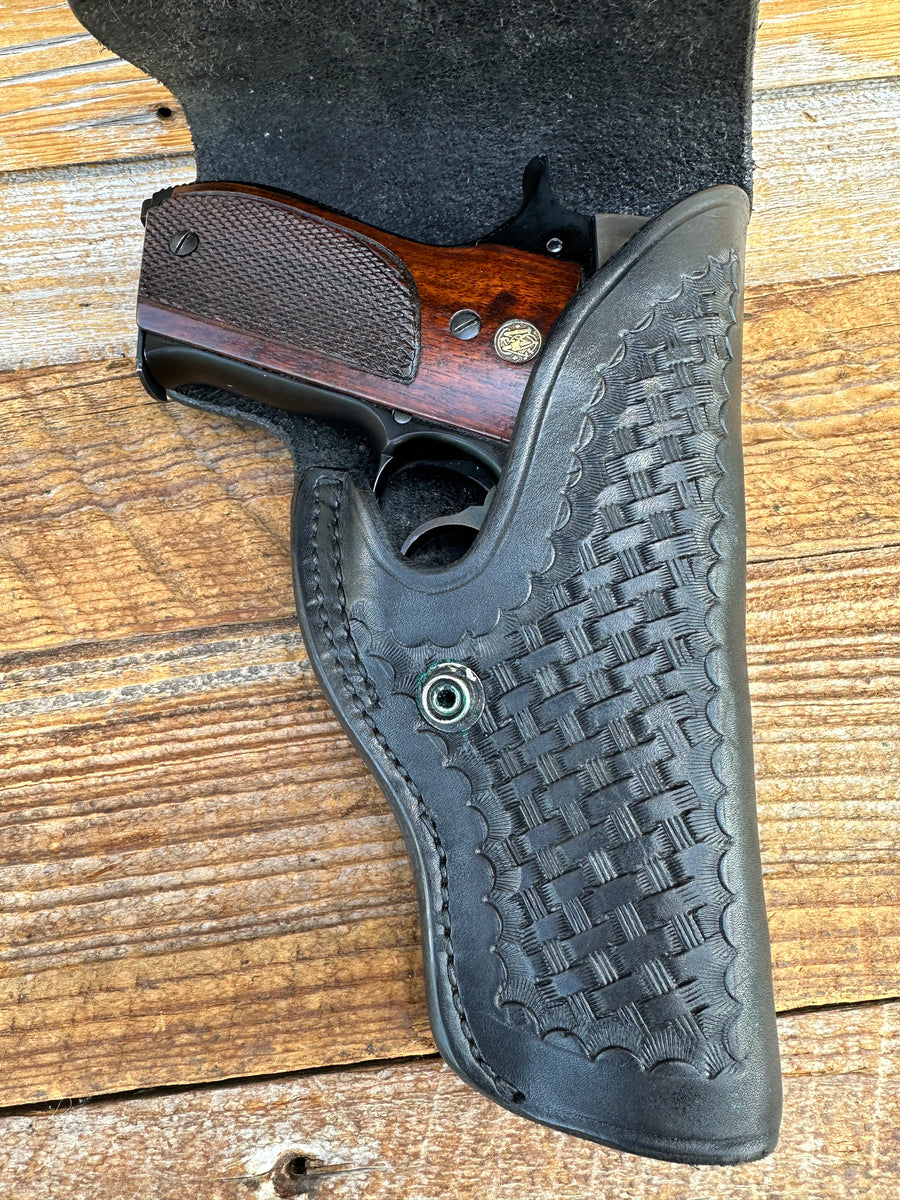 Vintage Tex Shoemaker Black Basket Leather Flap Holster For S&W 5906 5 ...