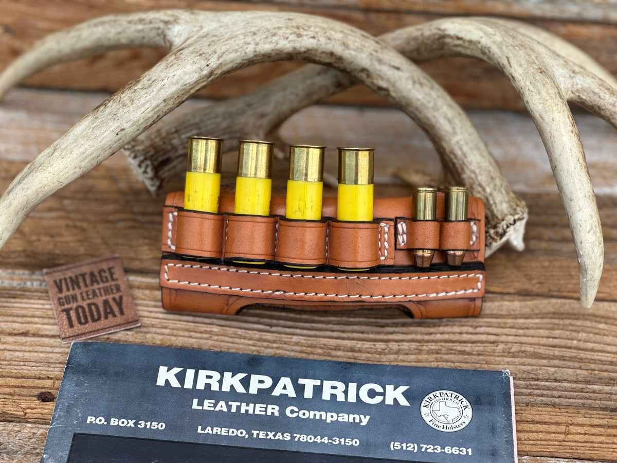 Custom Kirkpatrick Wild Bunch Tan Leather Shell Holder 20 Ga .44 .45 L ...