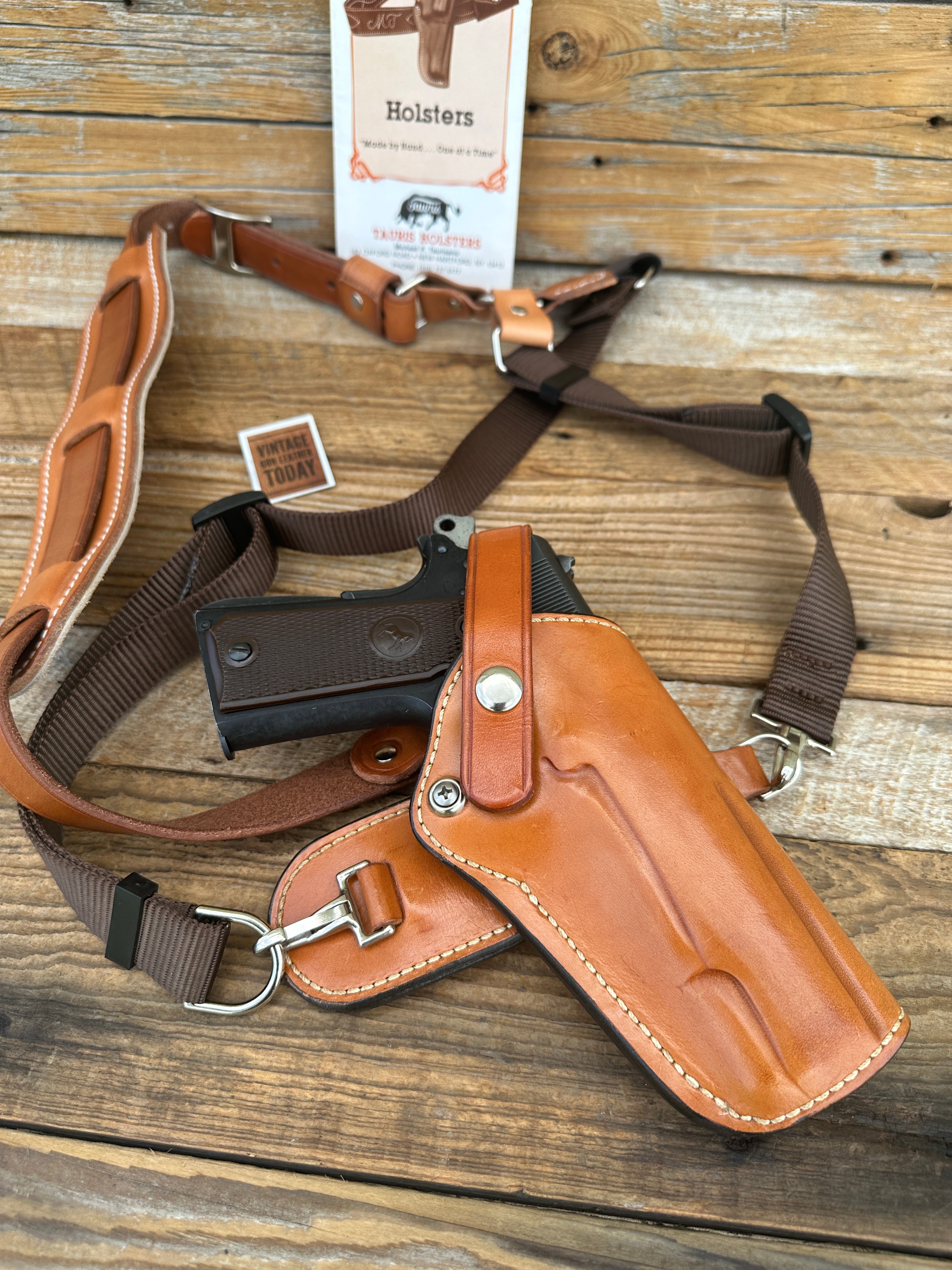 TAURIS Custom Brown Leather Lined Field Hunting Holster For Colt 45 19 ...