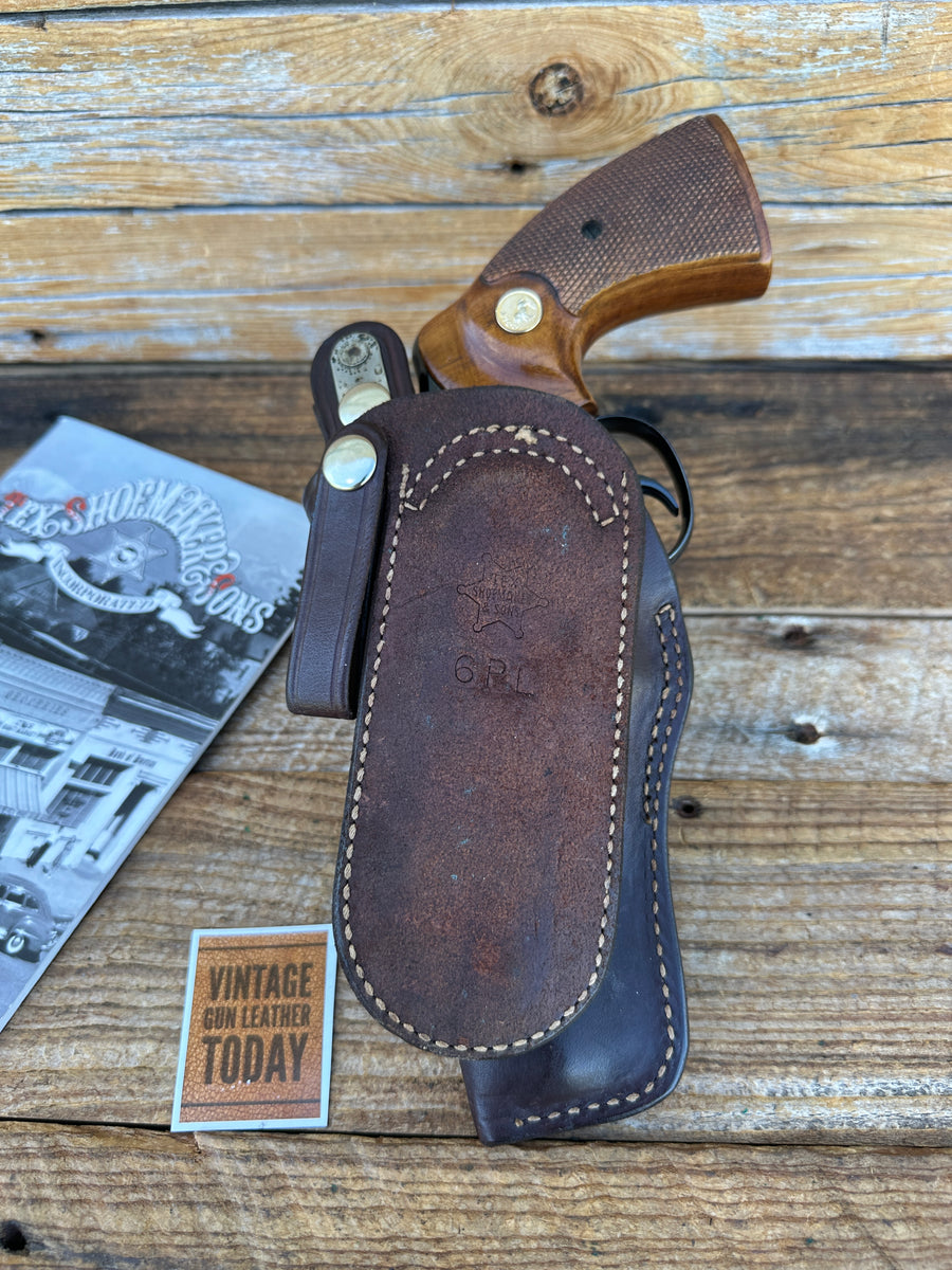 Vintage Tex Shoemaker Brown Leather Paddle Holster for Colt Python 4 ...