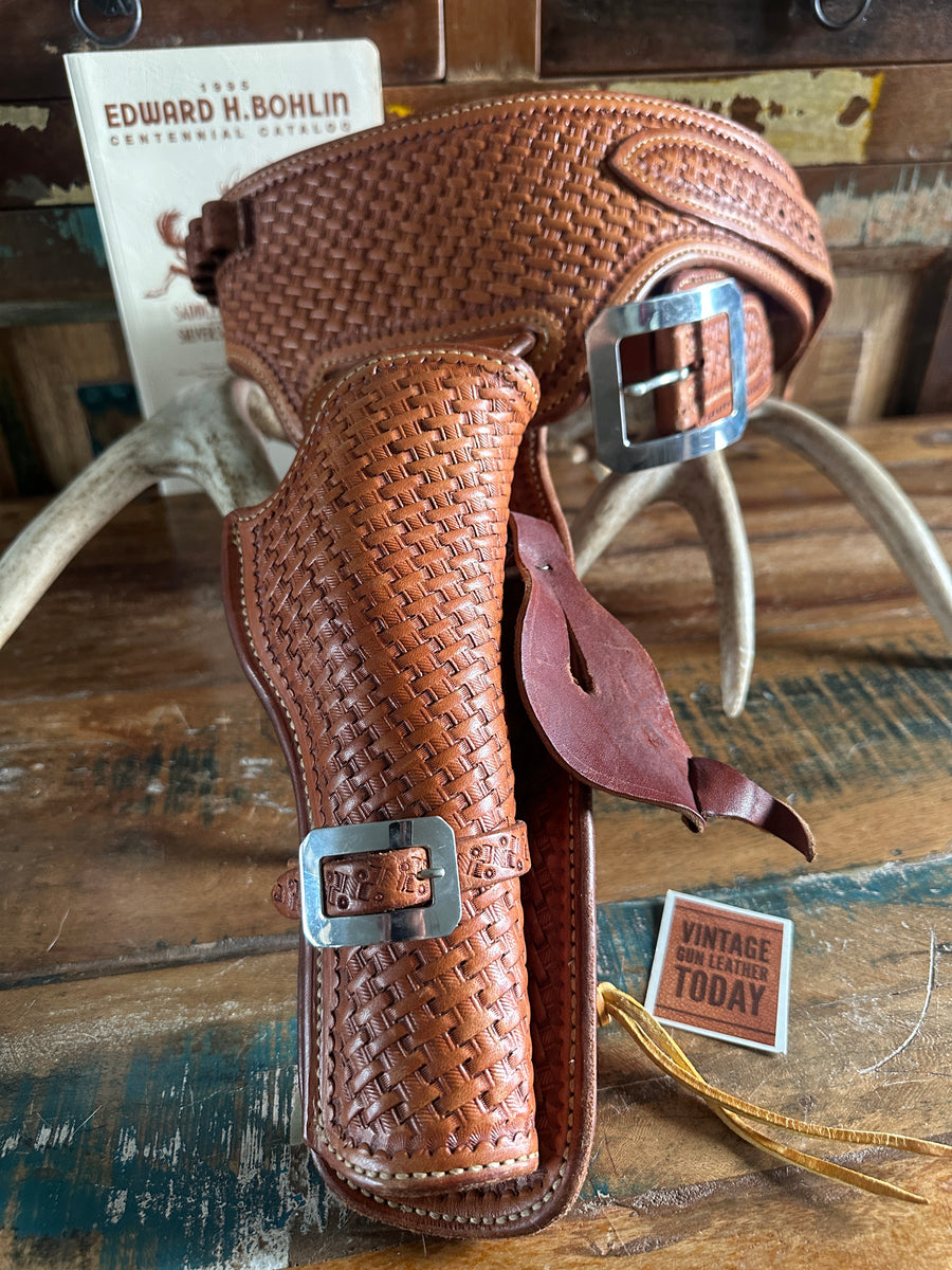 Ed Bohlin Basket Stamped Leather Western Gun Belt For Ruger Blackhawk ...