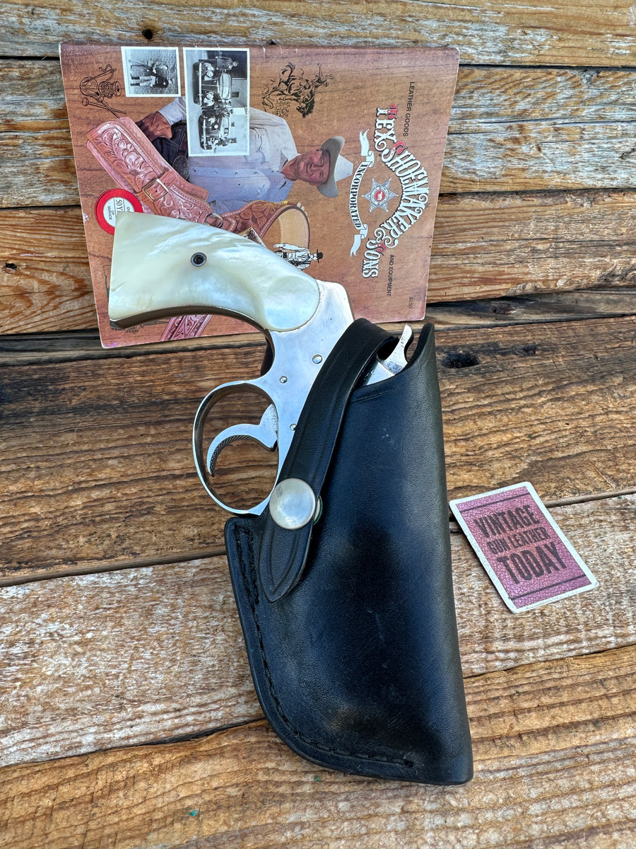 Vintage Tex Shoemaker Plain Black Leather OWB 1S Holster For Colt Dete ...