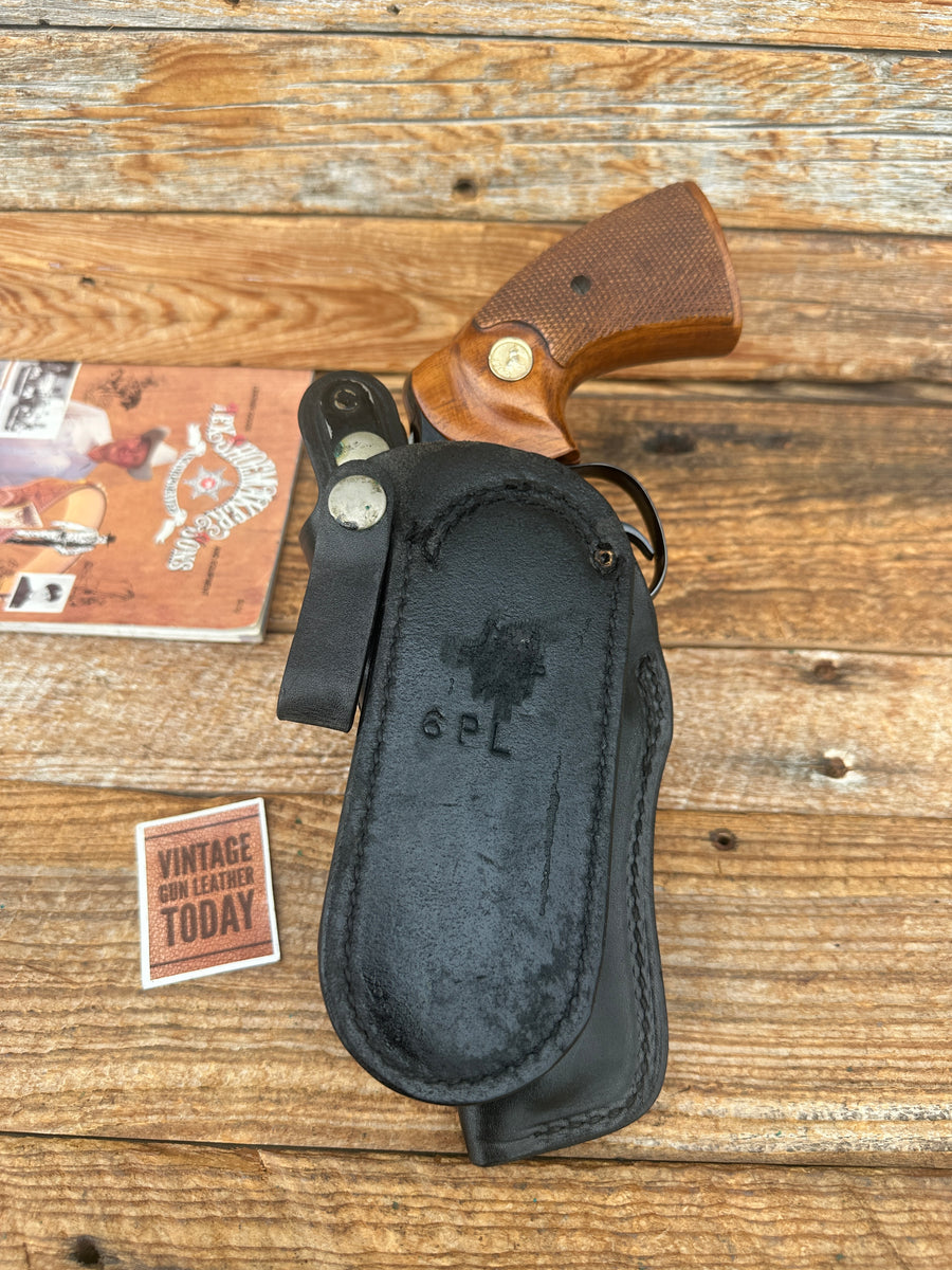 Vintage Tex Shoemaker 6PL Black Leather Paddle Holster For Colt Python ...