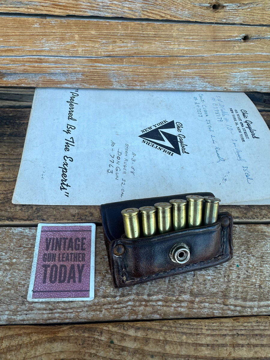 Vintage Chic Gaylord 6 .38 Cartridge Ammo Dump Pouch Brown Leather ...