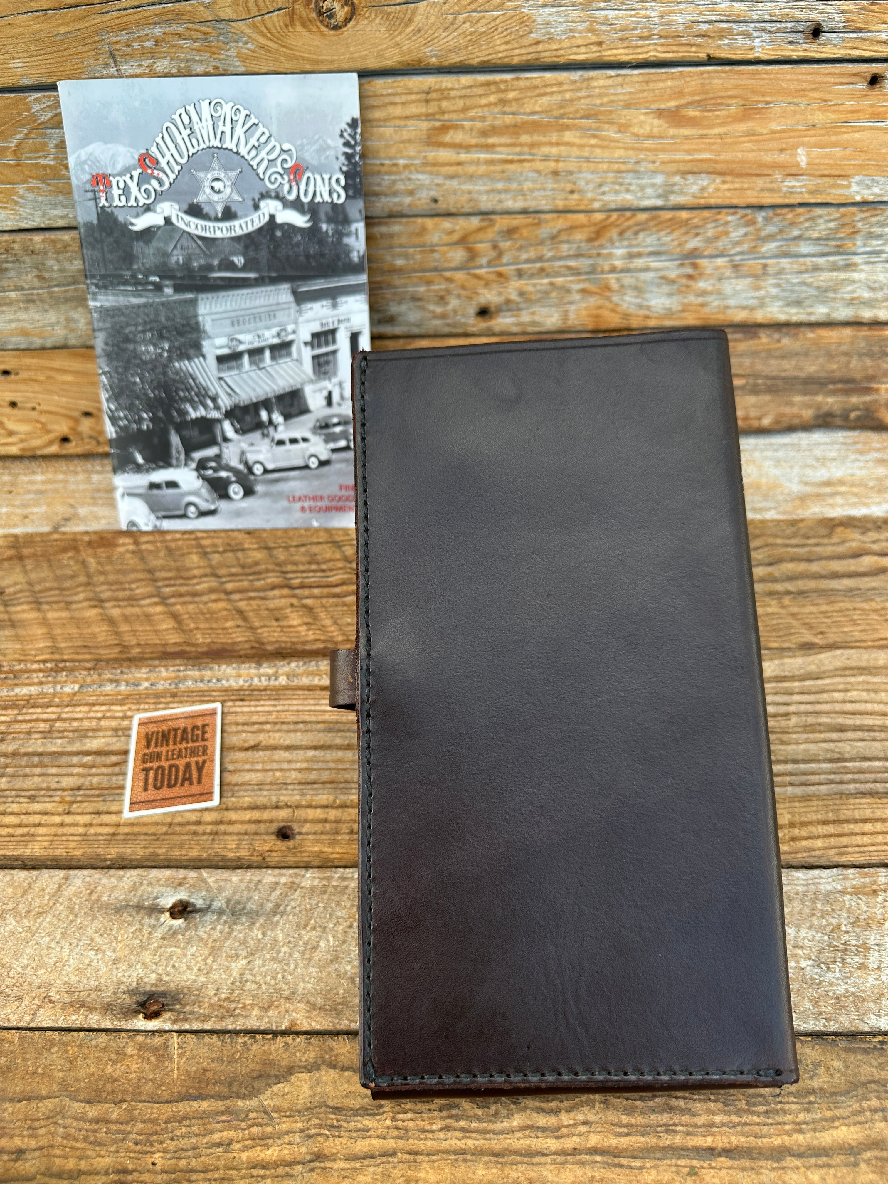 Vintage Tex Shoemaker 1970- 1980 Brown Plain Leather Citation Book Hol ...