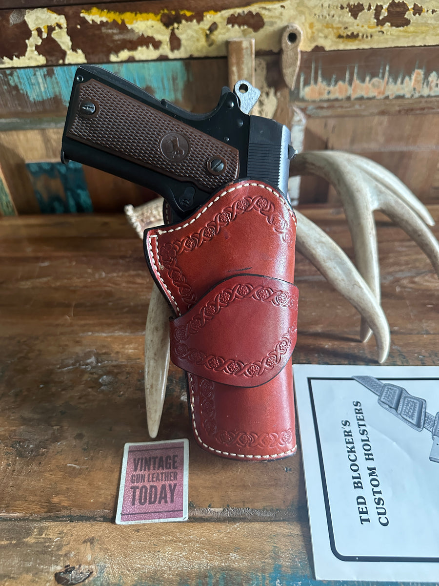 Ted Blocker Western Brown Leather Lined Border Stamped Holster For Col ...