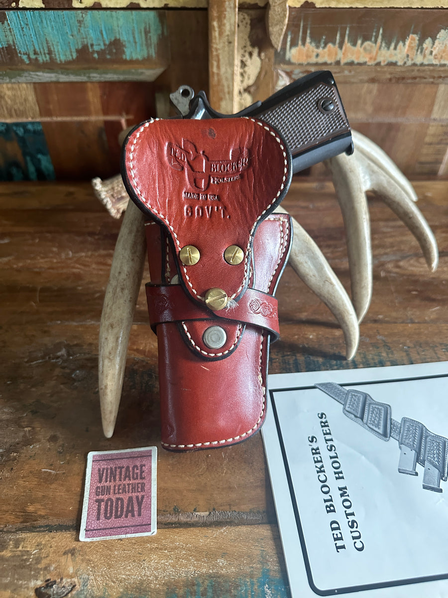 Ted Blocker Western Brown Leather Lined Border Stamped Holster For Col ...