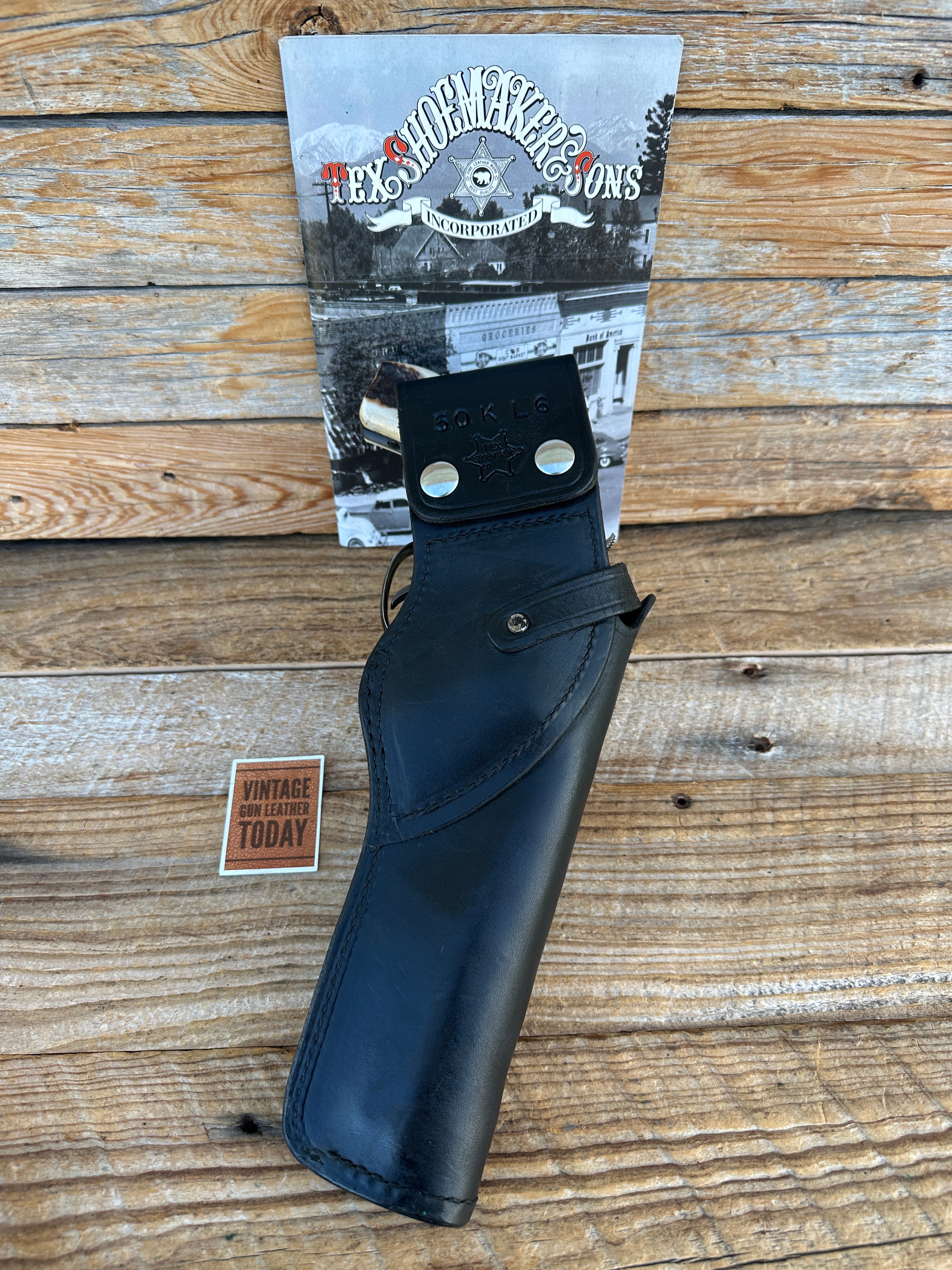 Tex Shoemaker 50 Black Leather Border Patrol Holster For 6" S&W K Fram ...