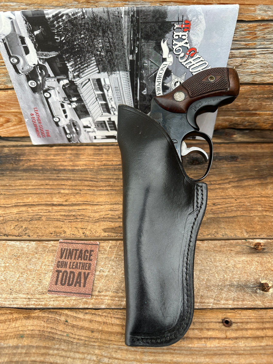 Vintage Tex Shoemaker Black Leather FBI Style Holster For S&W J 4" Rev ...