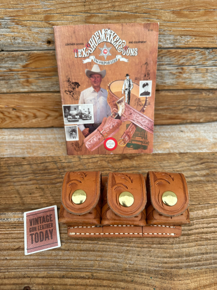 Vintage 70-80's Tex Shoemaker 101 K Z Brown Floral Leather Triple Load ...
