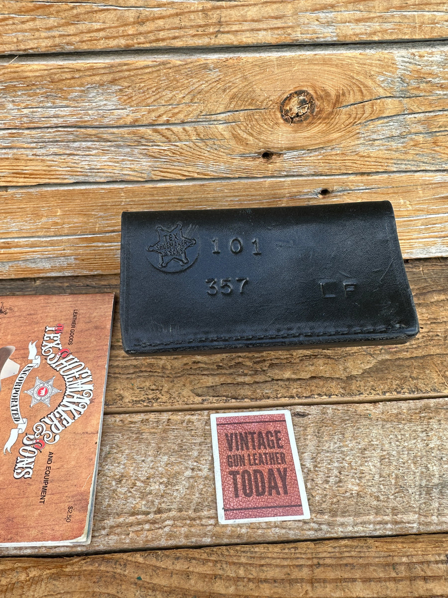 Vintage 70-80 Tex Shoemaker 101 L .357 Plain Black Leather Triple Load ...