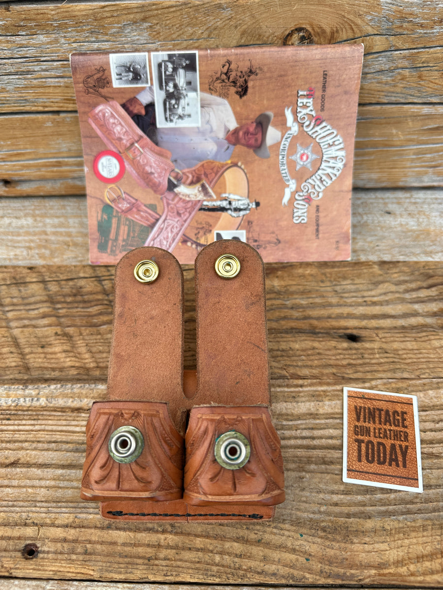 Vintage Tex Shoemaker Floral Oil Tan Double Loader Holder For S&W .38 ...