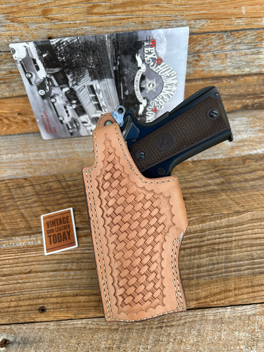 Vintage Tex Shoemaker Brown Lined Basket Leather Commander Holster 45 ...