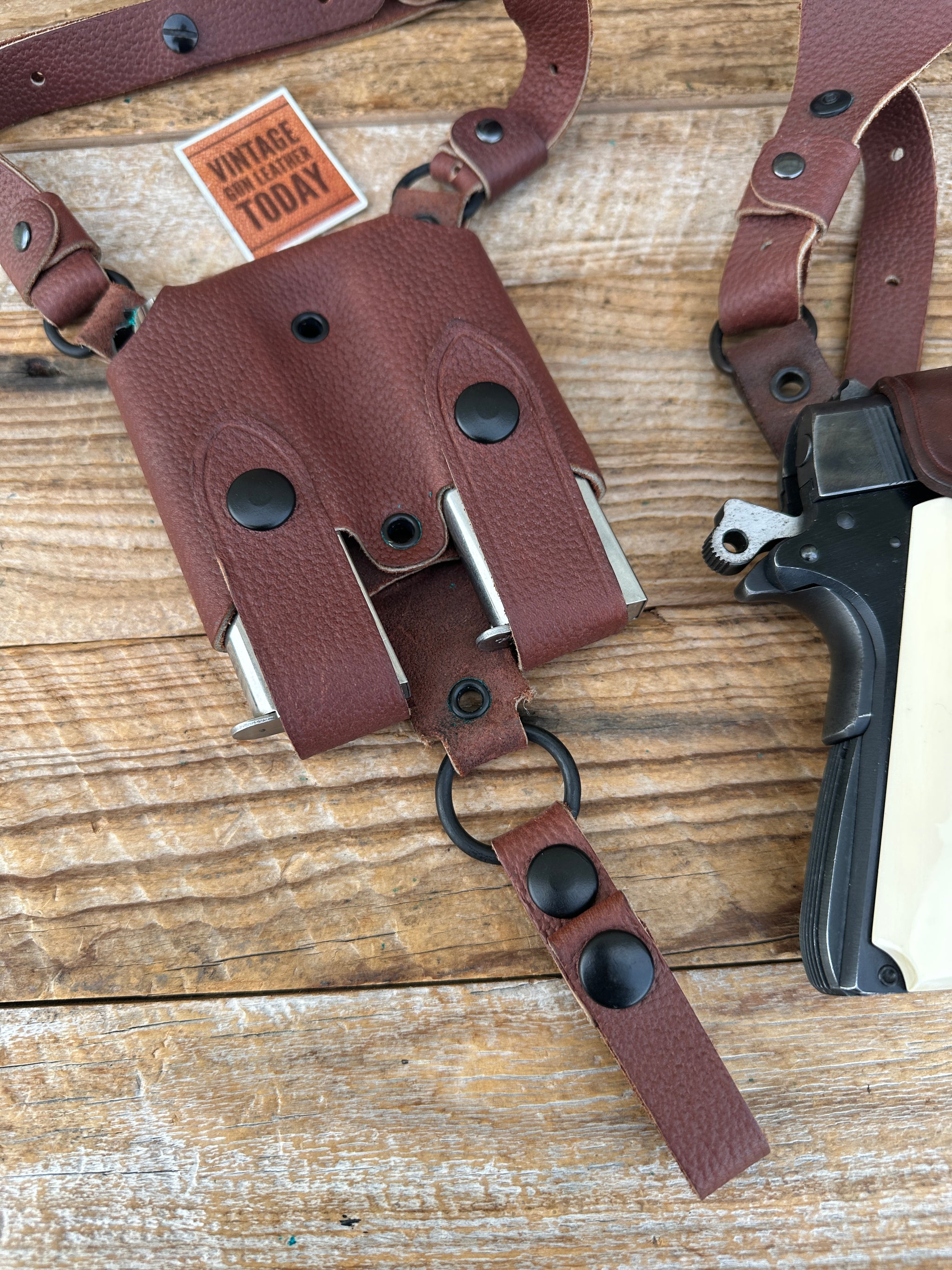 Vintage Alessi Brown Leather Shoulder Holster Rig For 5" Colt 1911 Gov ...
