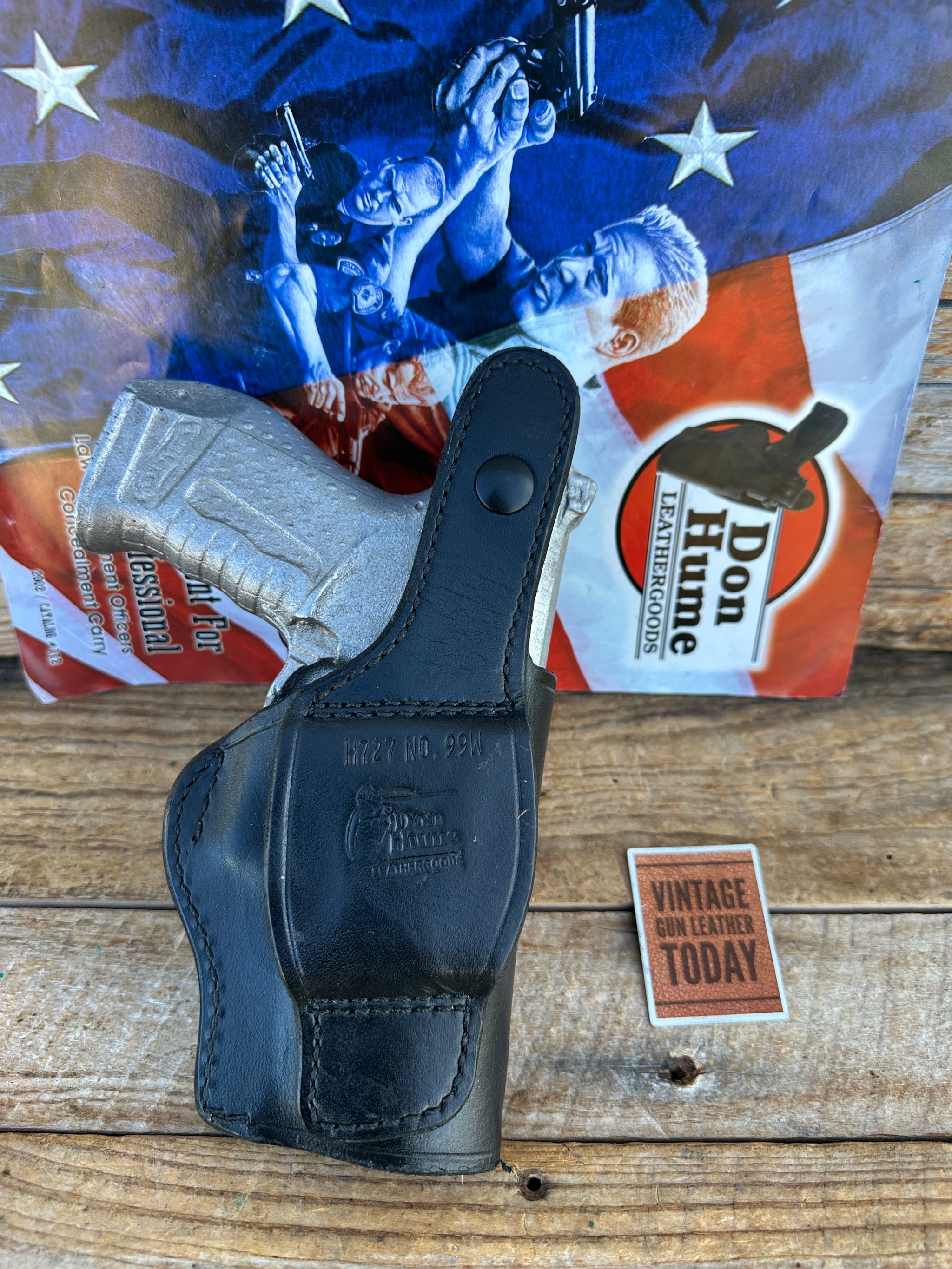 Vintage Don Hume H727 99W Plain Black Leather OWB Holster For Walther ...