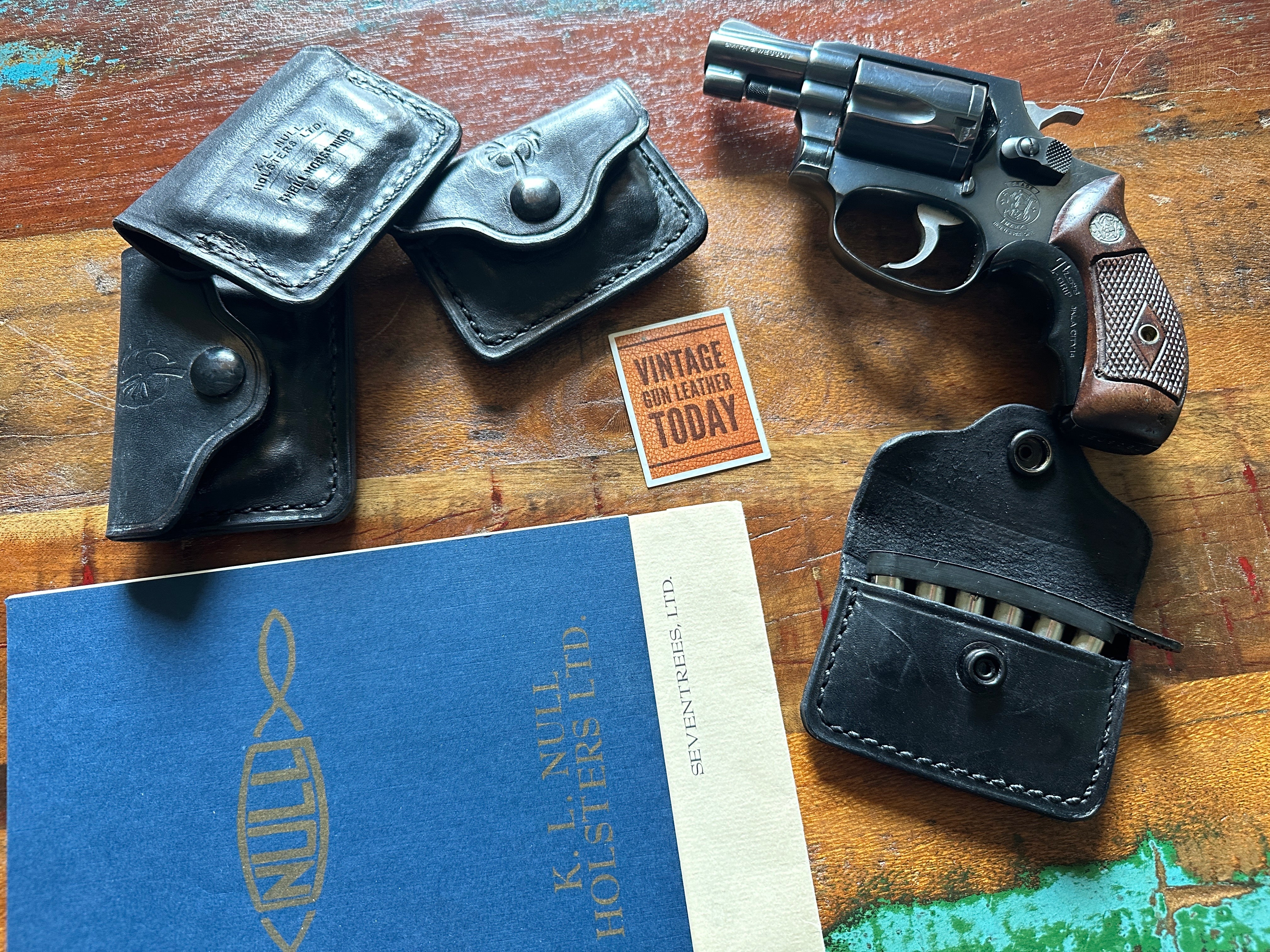 Ken Null Black Horesehide Leather .38 .357 Cartridge Carrier w/ SEVENT ...