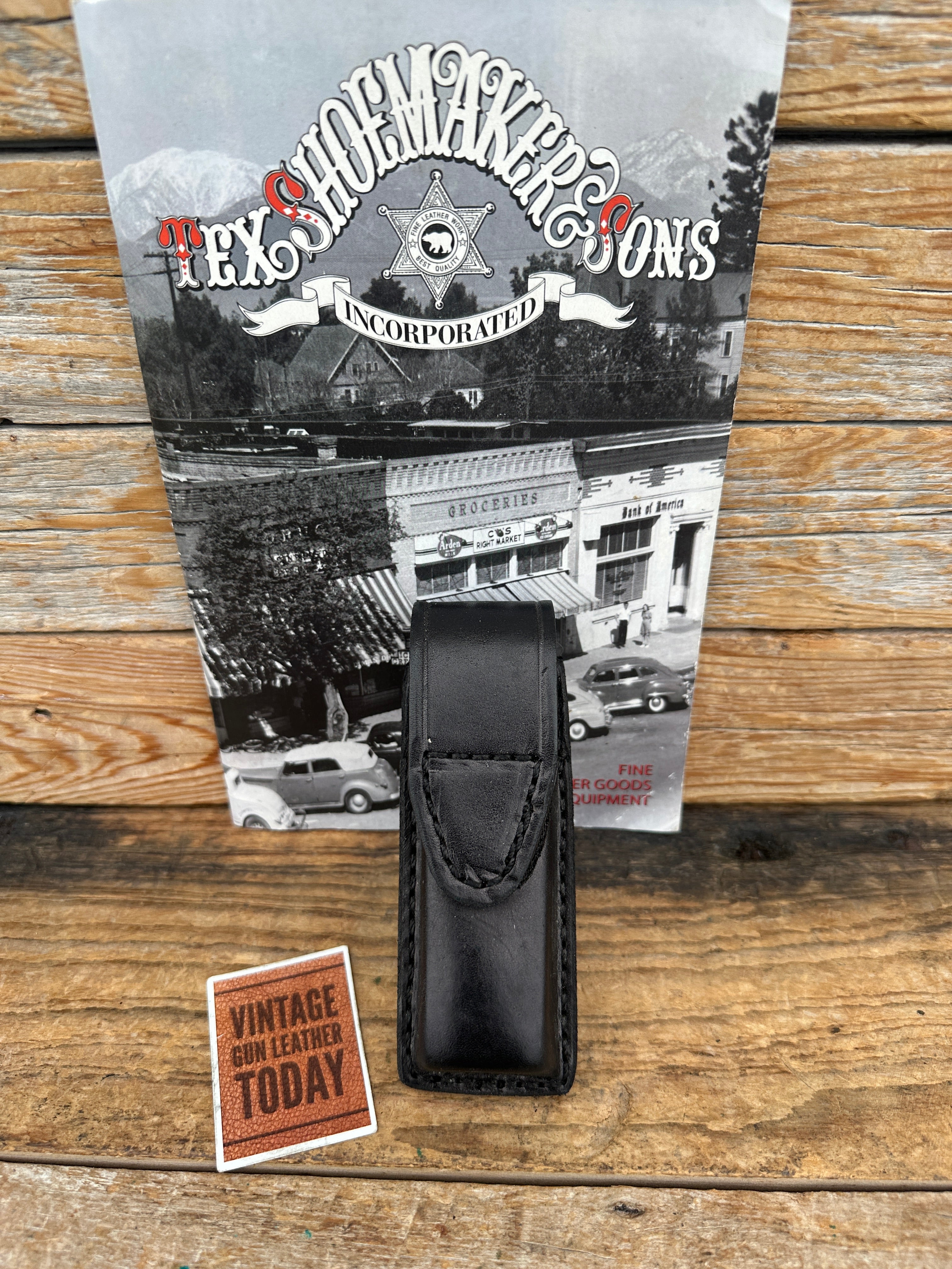 Vintage Tex Shoemaker Black Leather Single Magazine Carrier For .380 M ...