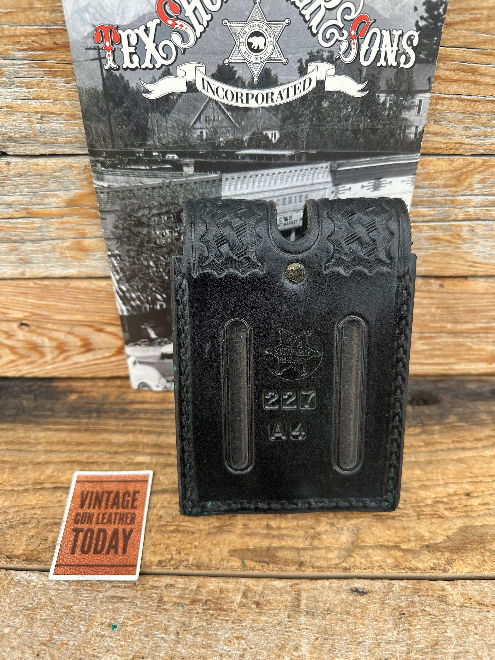 Tex Shoemaker Black Basket Leather 4 FOUR Magazine Carrier For H&K P7 ...