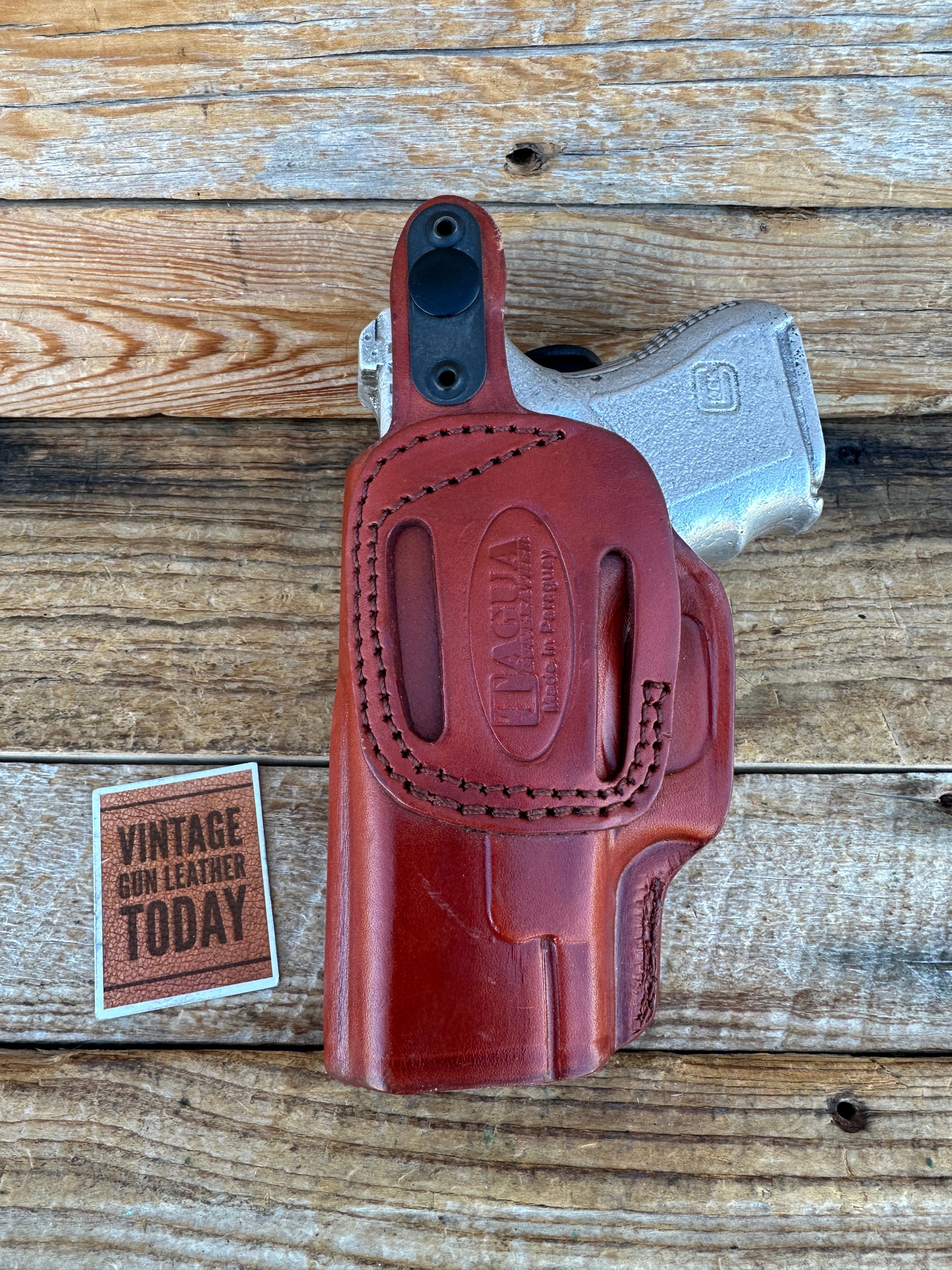 TAGUA Brown Leather OWB Strong Side Cross Draw Holster For GLOCK G26 G ...