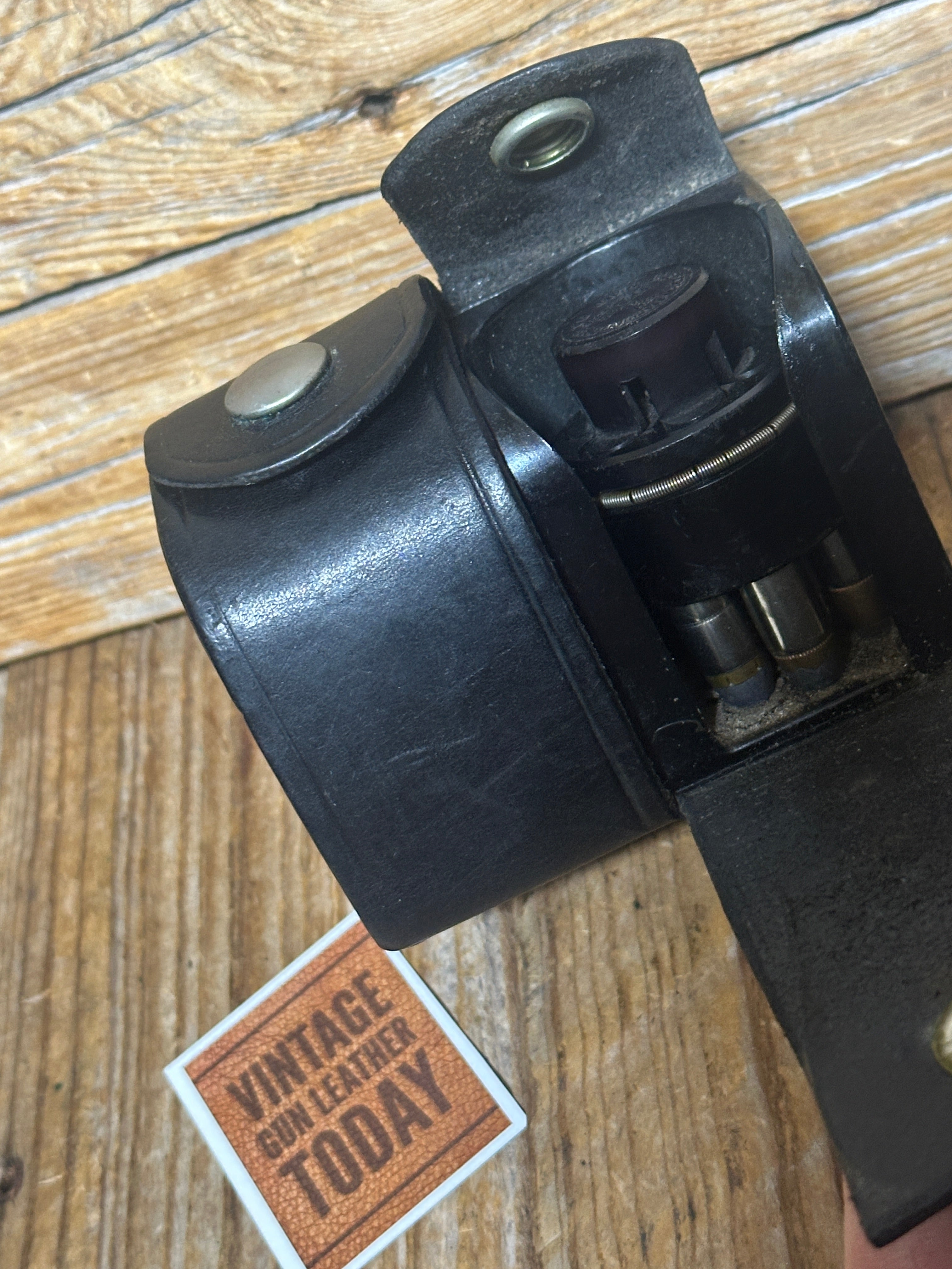 Vintage Police Black Leather Double Duty Loader Holder For Dade Colt P ...