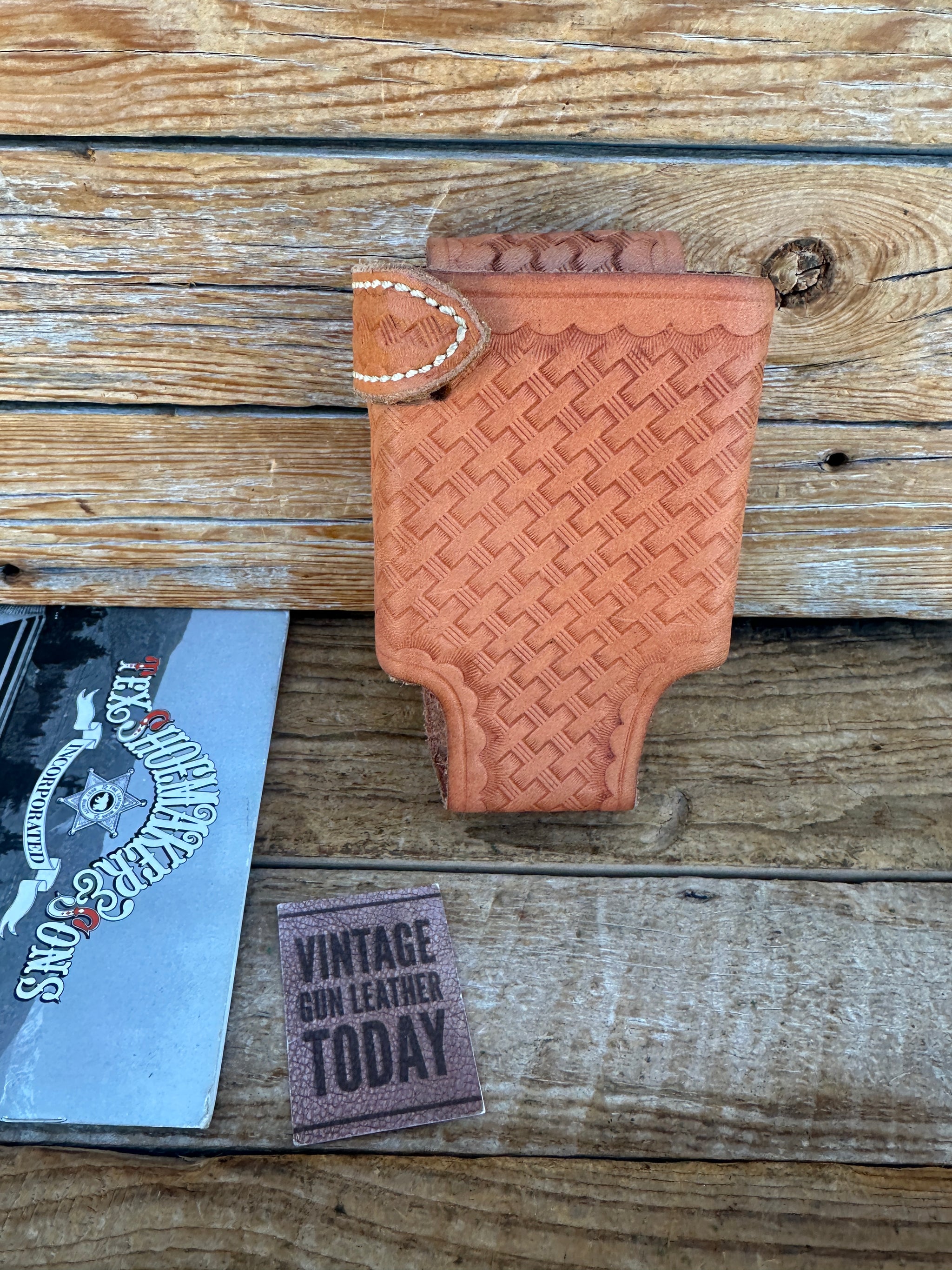 Vintage Tex Shoemaker Brown Basket Leather Portable Radio Holder ...