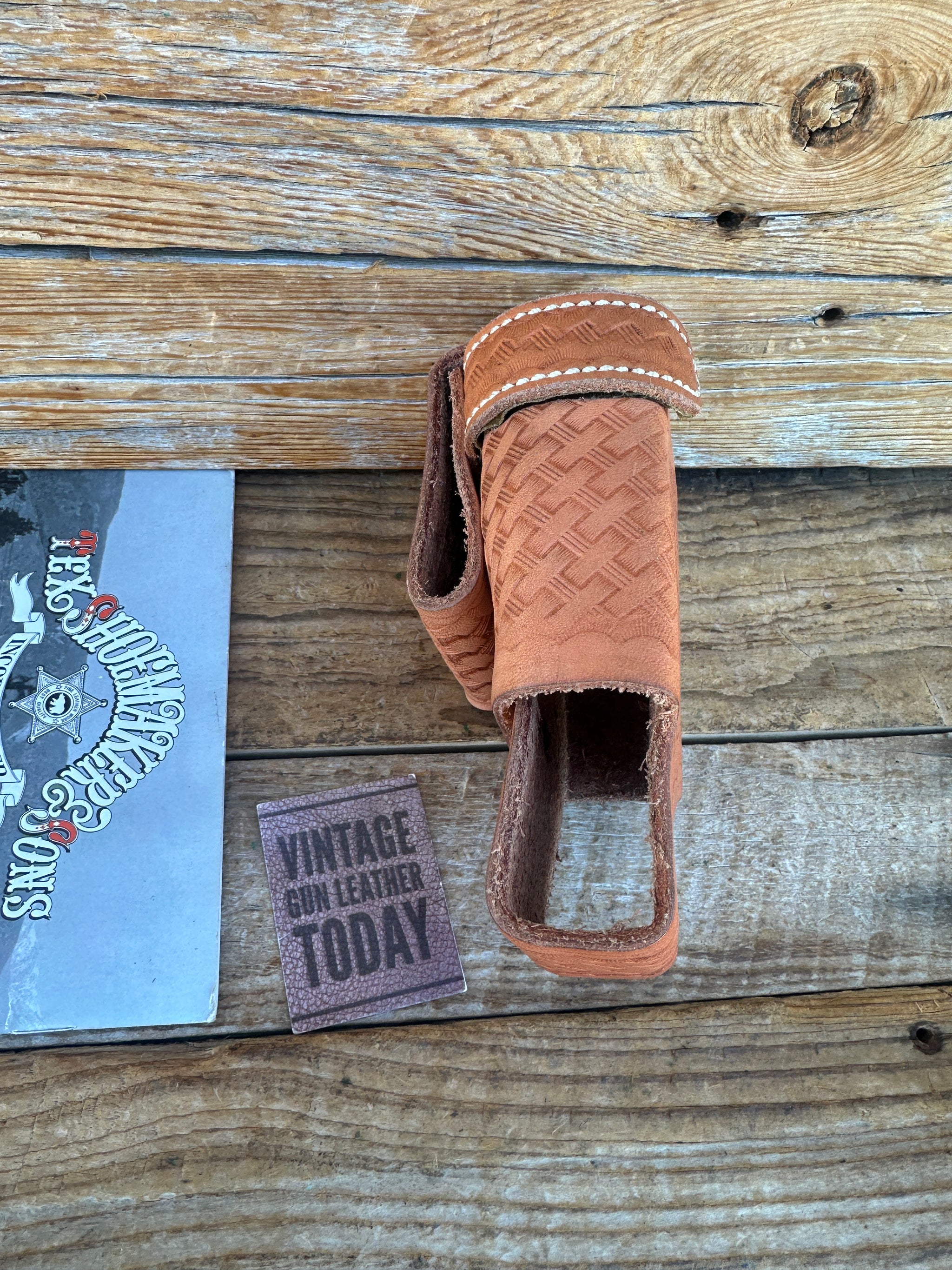 Vintage Tex Shoemaker Brown Basket Leather Portable Radio Holder ...