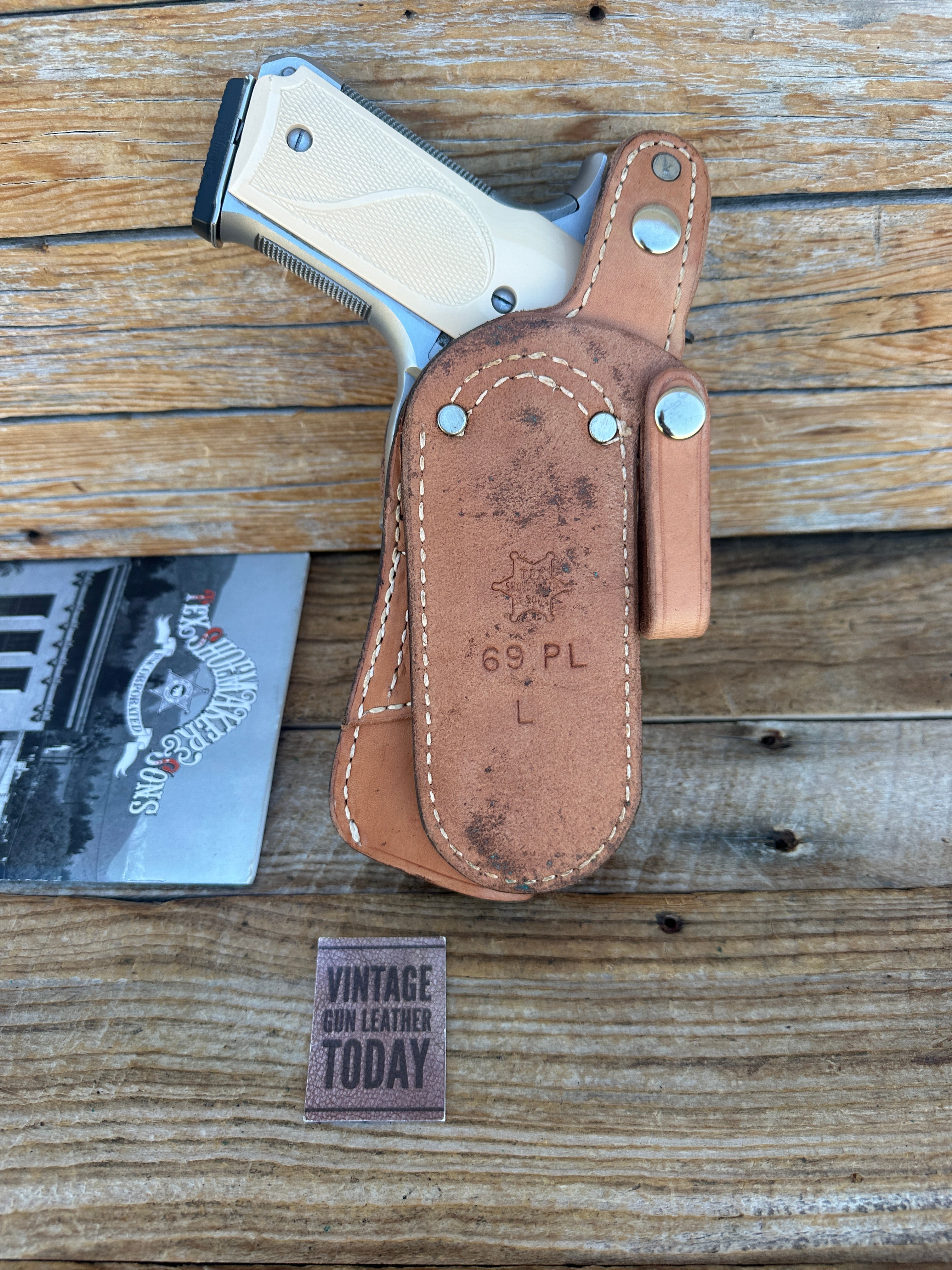 Vintage Tex Shoemaker Brown Basket Leather Paddle Holster For S&W 645 ...