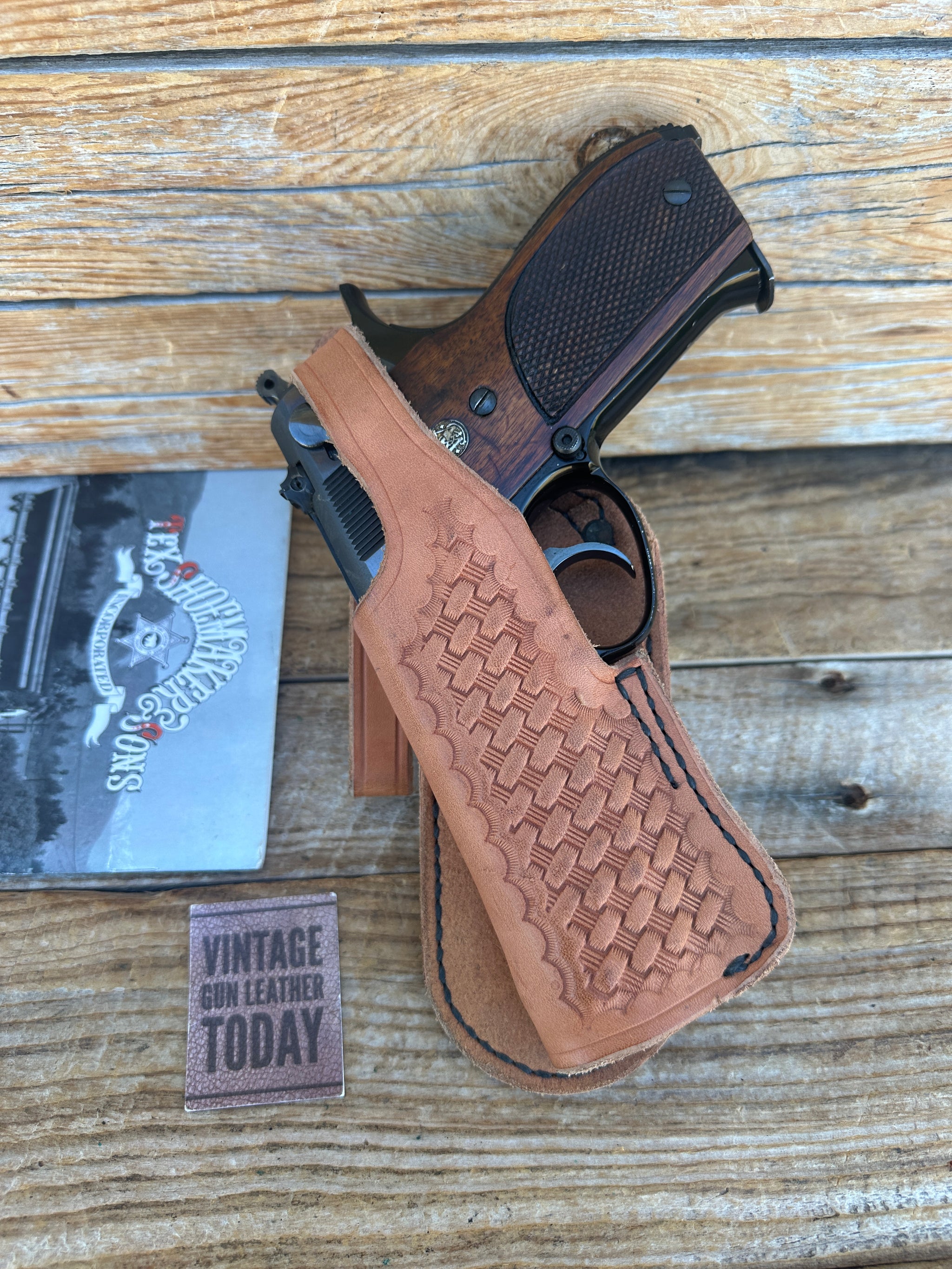 Tex Shoemaker Brown Basket Leather 17PL Paddle Holster For S&W 439 459 ...