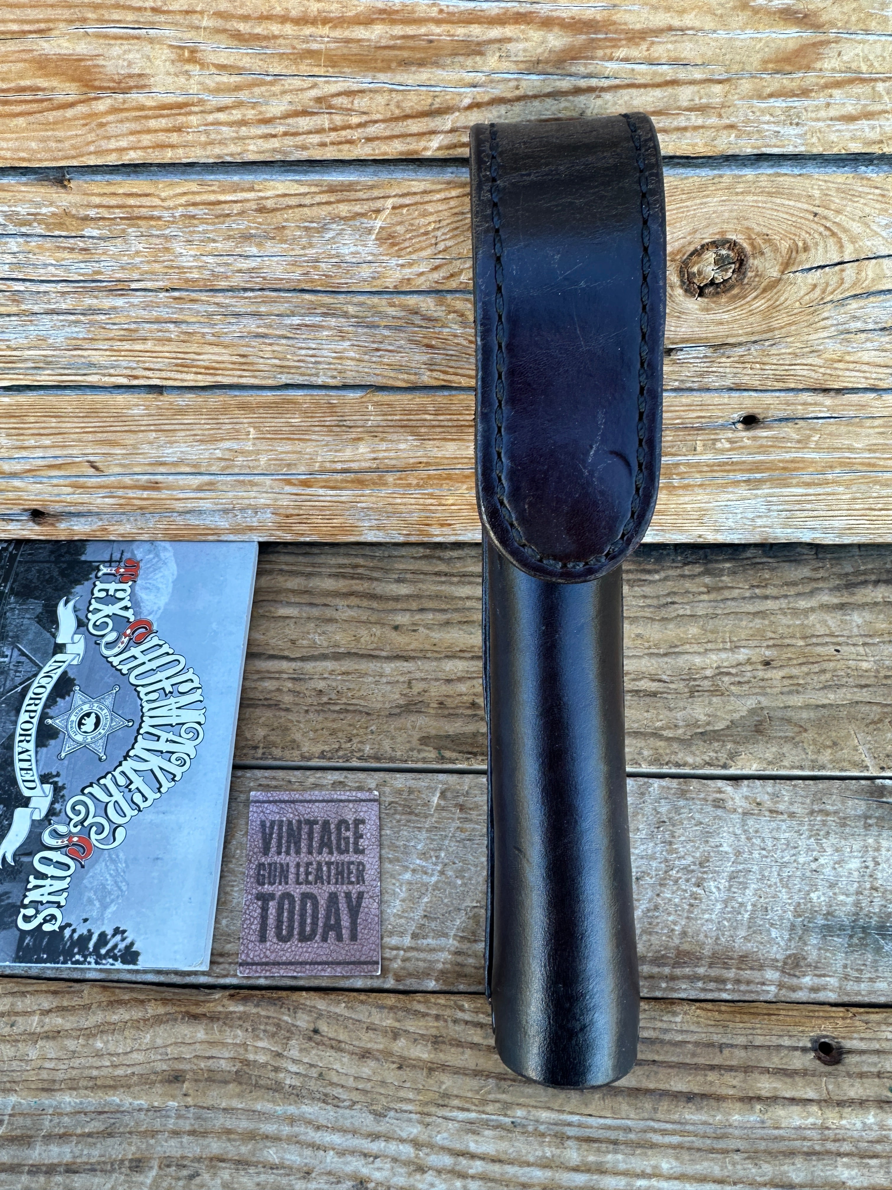 Vintage Tex Shoemaker Cordovan Brown Leather Flashlight Holder w/ Hidd ...