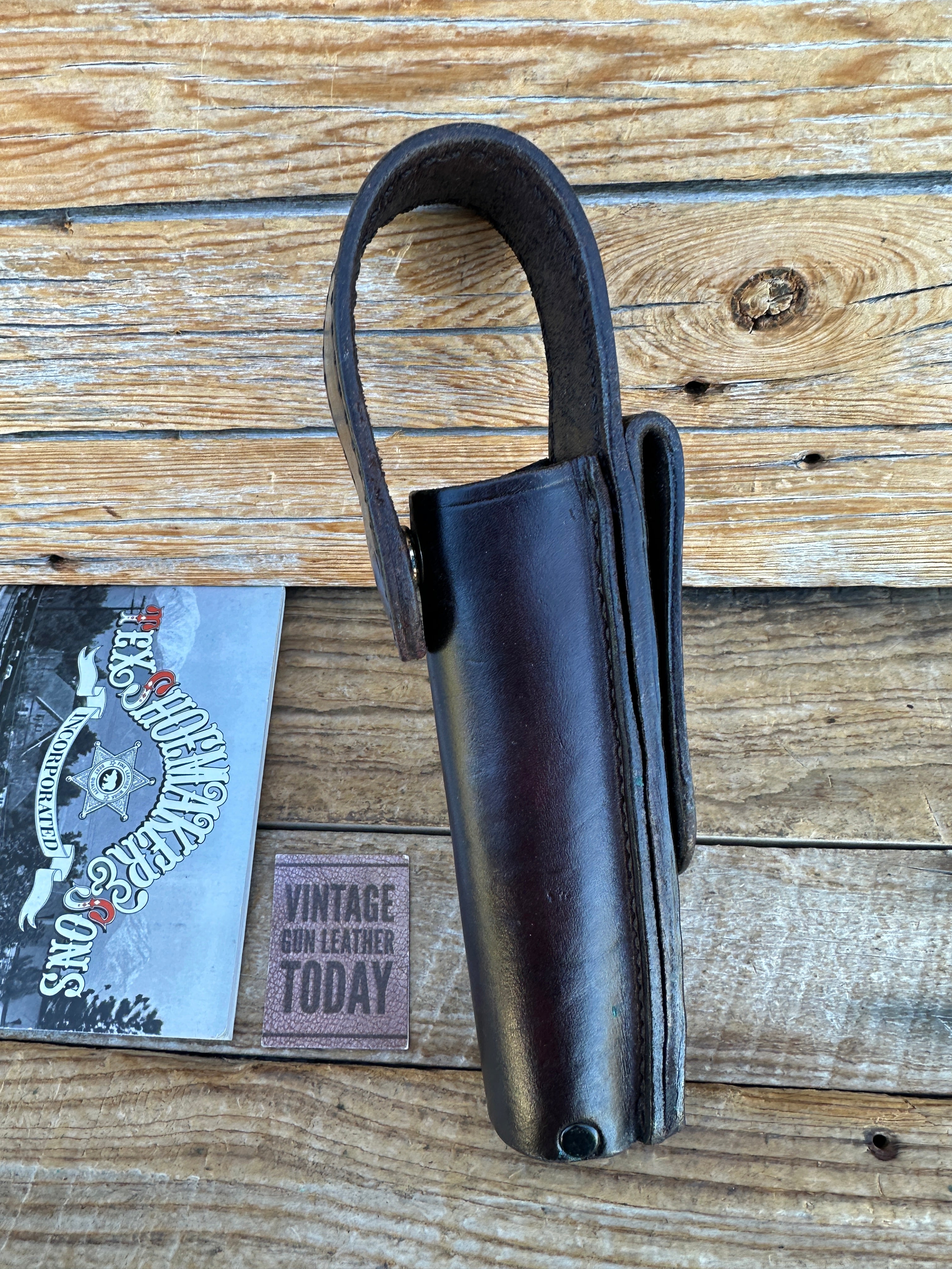 Vintage Tex Shoemaker Cordovan Brown Leather Flashlight Holder w/ Hidd ...