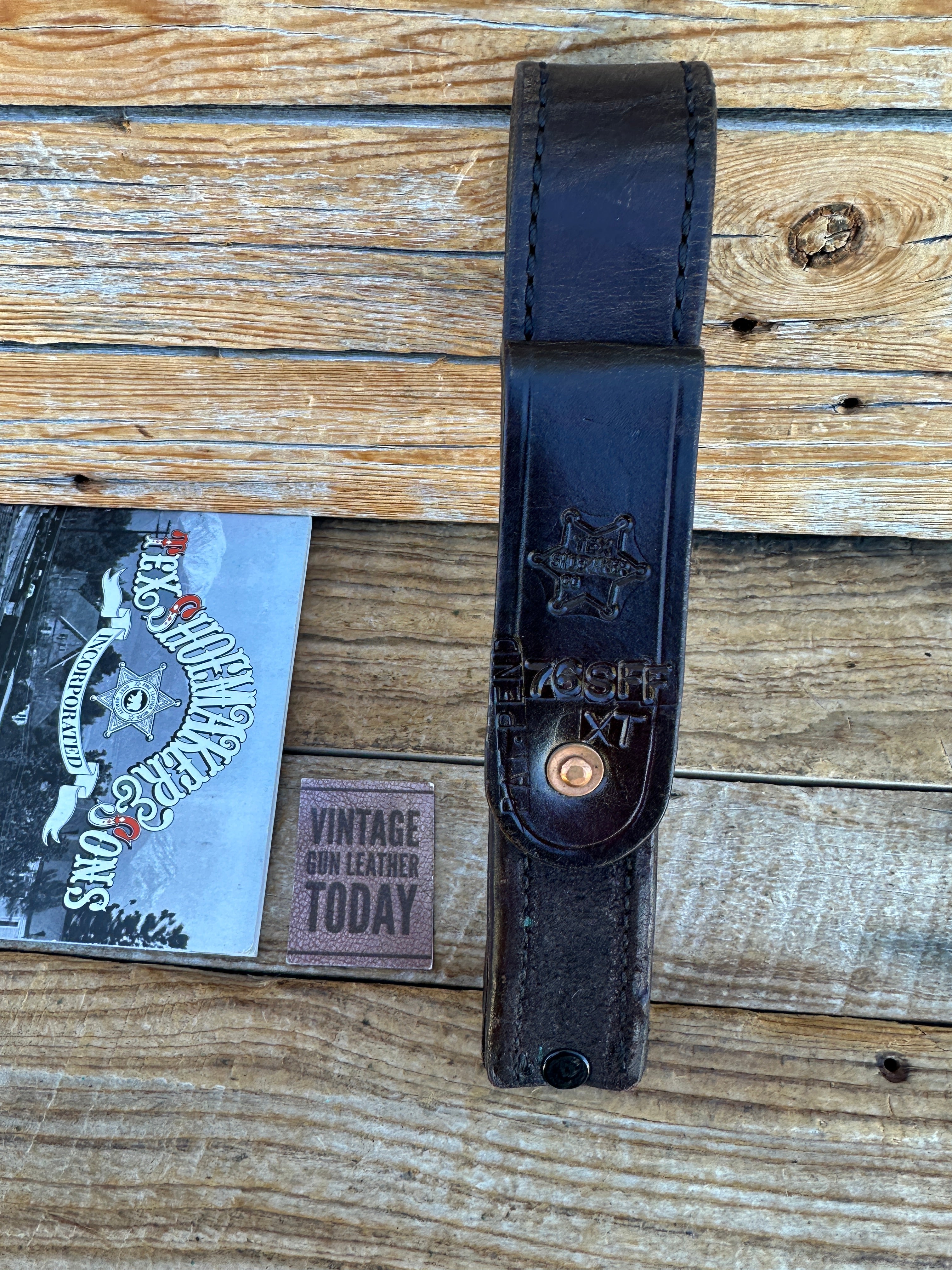 Vintage Tex Shoemaker Cordovan Brown Leather Flashlight Holder w/ Hidd ...