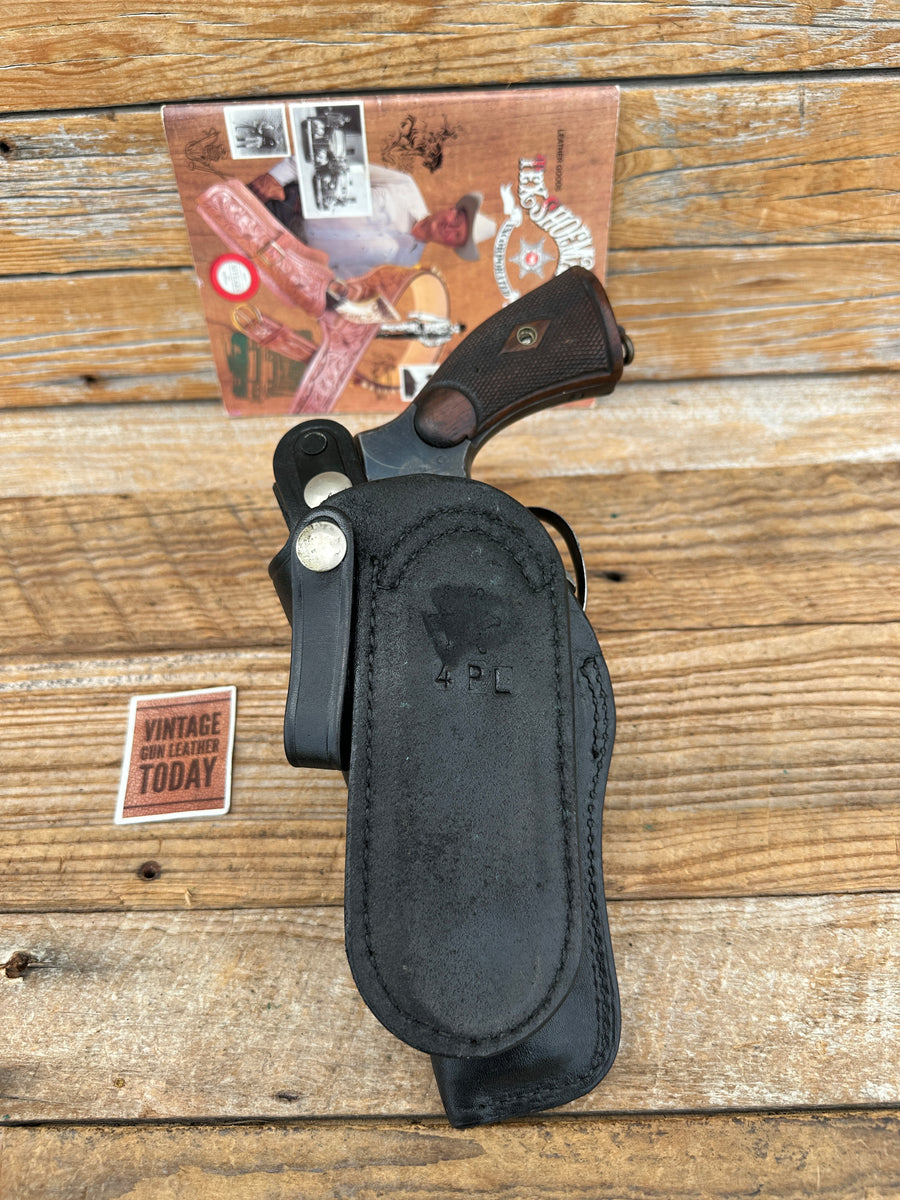Vintage Tex Shoemaker 4PL Black Leather Paddle Holster For S&W K Frame ...