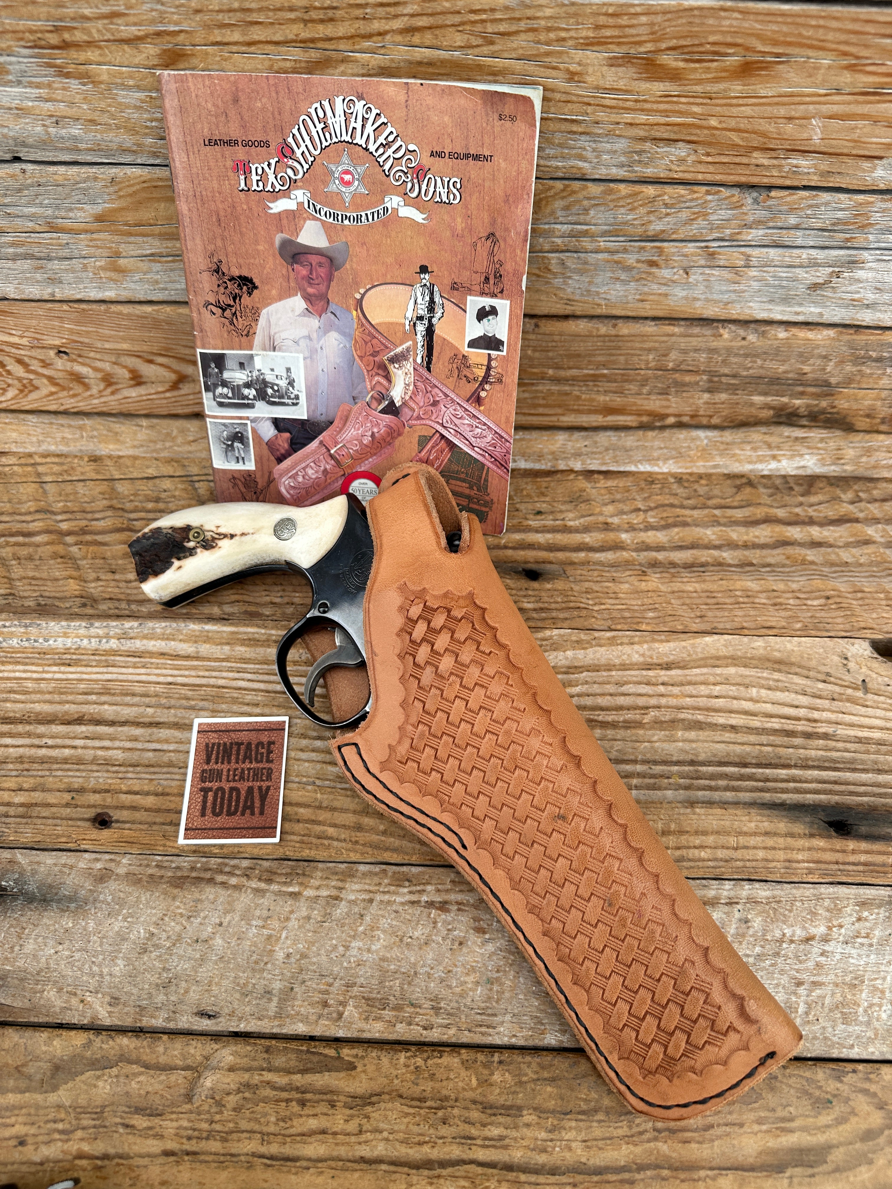 Tex Shoemaker Brown Basket Leather Cross Draw Holster for S&W K 4" 10 ...