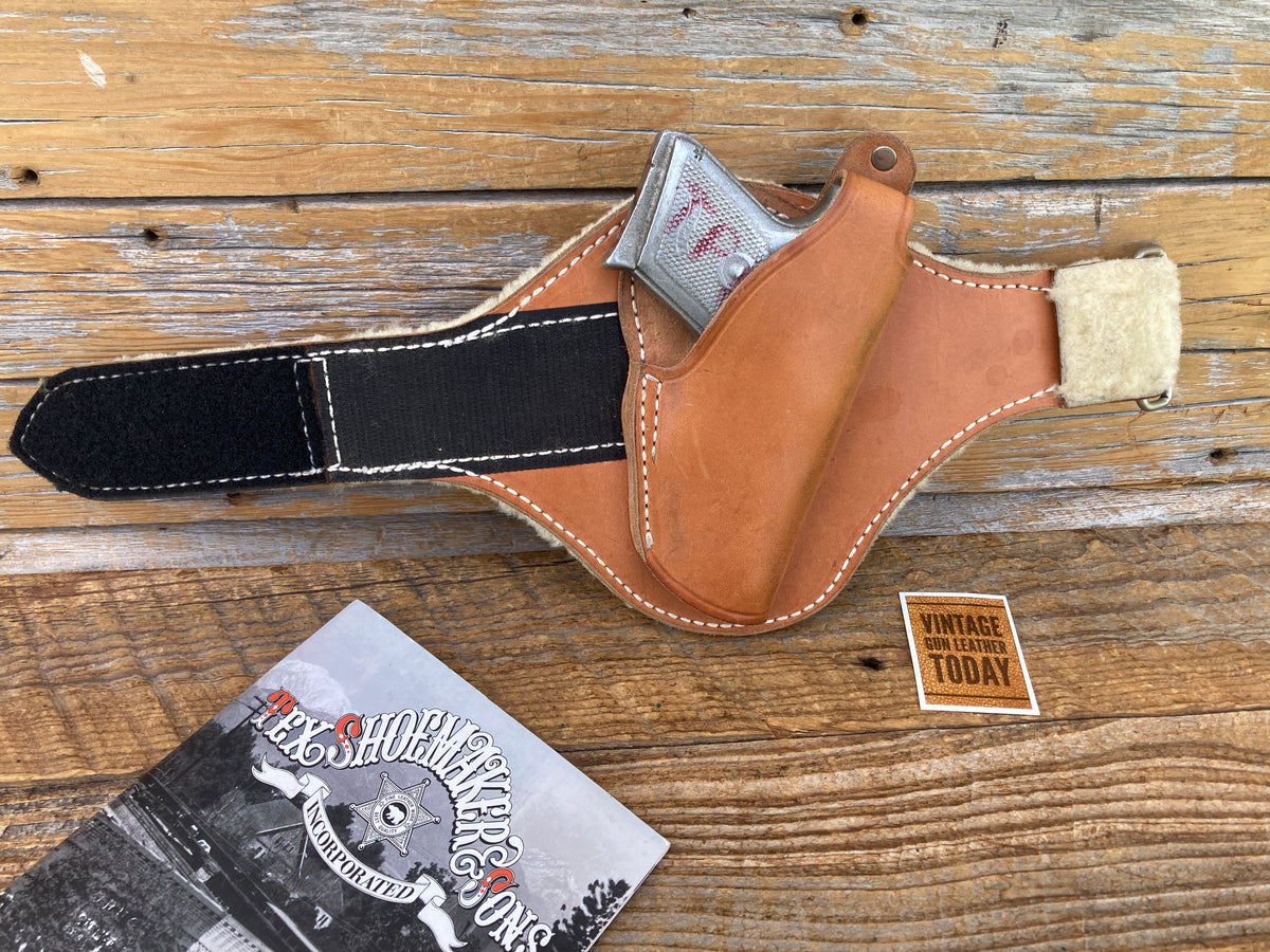 Vintage Tex Shoemaker Brown Leather Ankle Holster Rig For Walther TPH ...