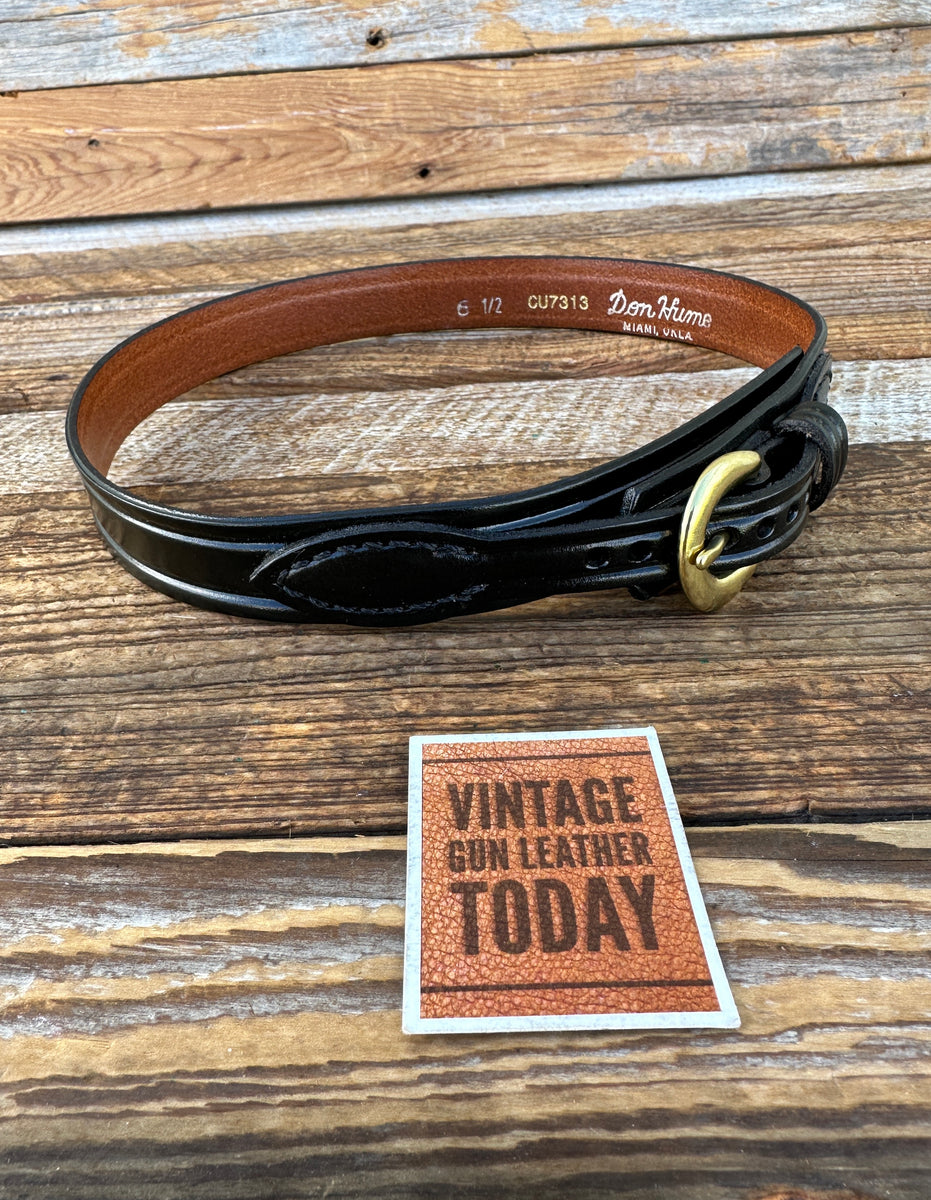 Vintage Don Hume Black Leather Duty CBP Customs Hat Band W/ Brass Buck ...