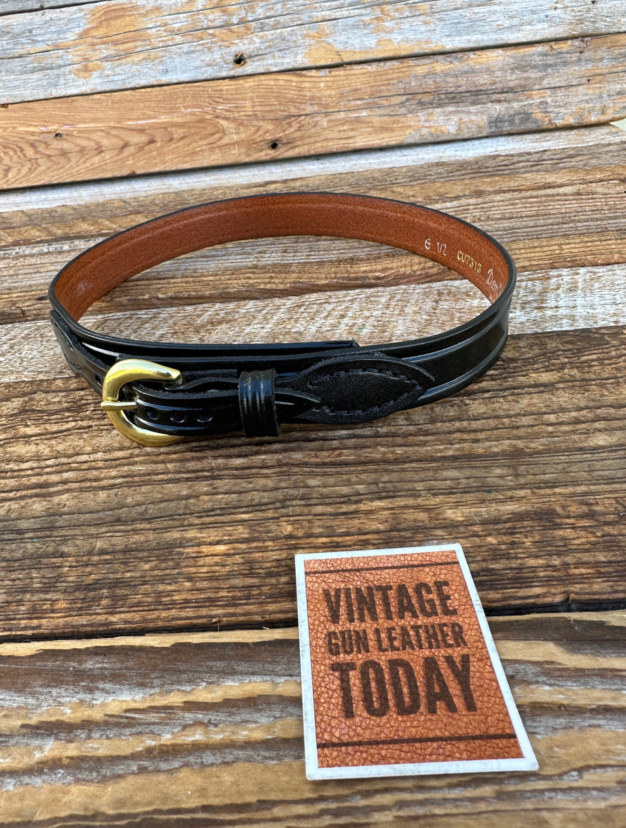 Vintage Don Hume Black Leather Duty CBP Customs Hat Band W/ Brass Buck ...