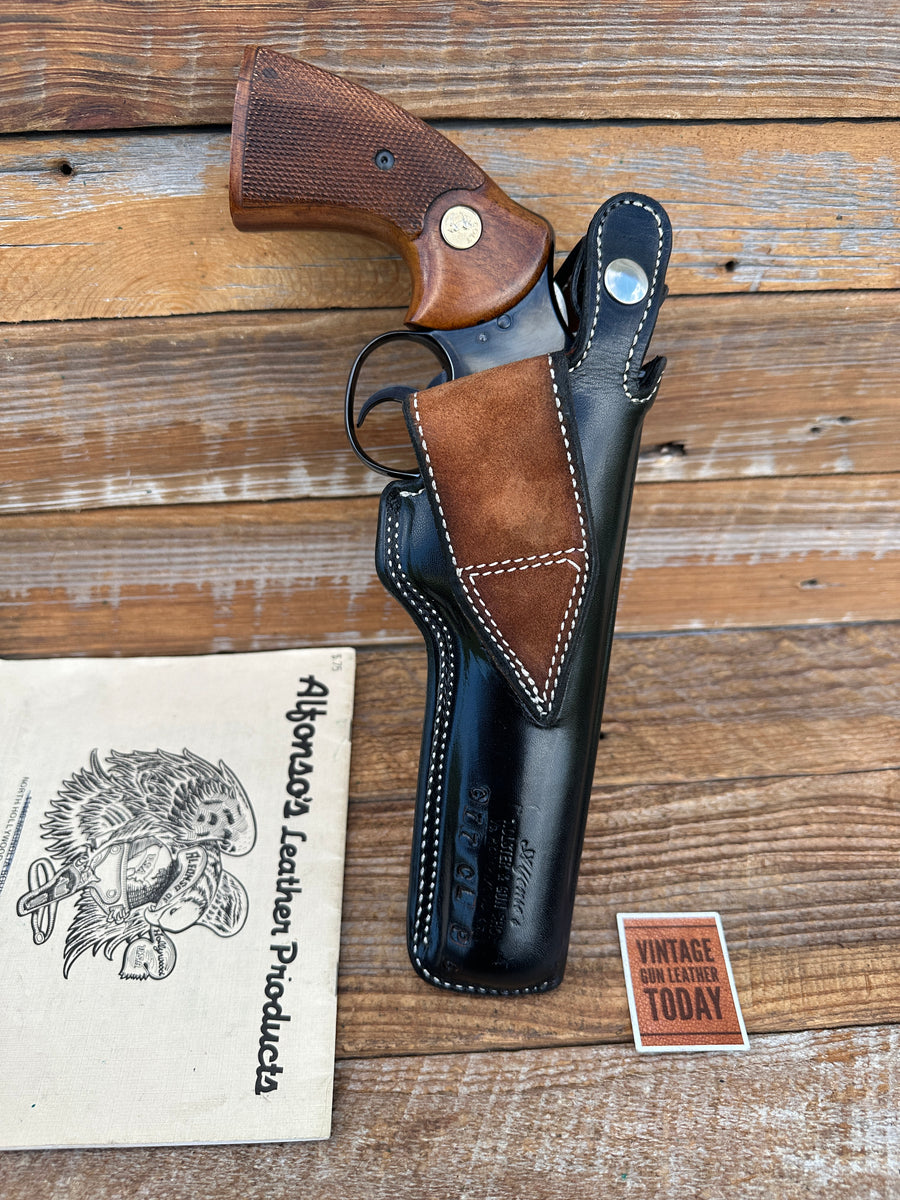 Alfonsos Black Leather Holster For Colt Python 6" Revolver Suede Lined ...
