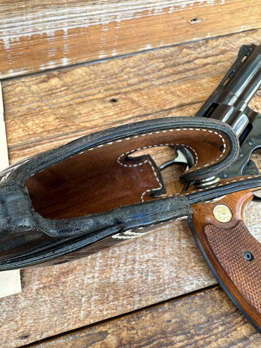 Alfonsos Black Leather Holster For Colt Python 6 Revolver Suede Lined ...