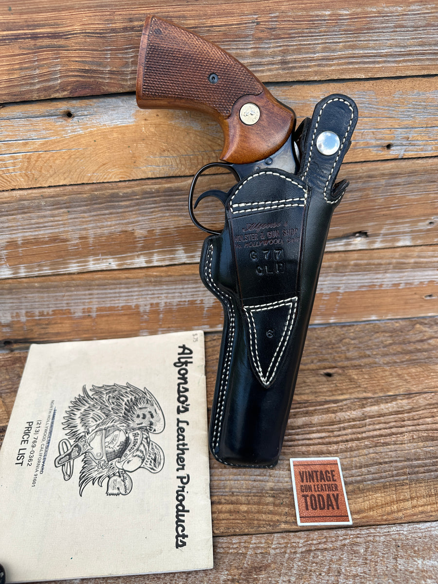 Alfonsos Black Leather Holster For Colt Python 6 Revolver Suede Lined ...